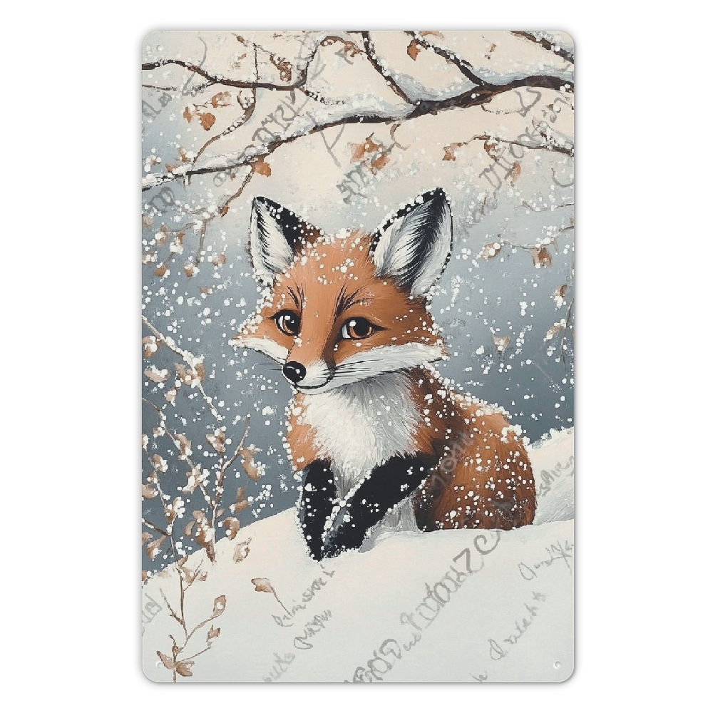 Fox Vintage Metal Sign 8x12 Inches - Animal-Inspired Rustic Fox Decor ...