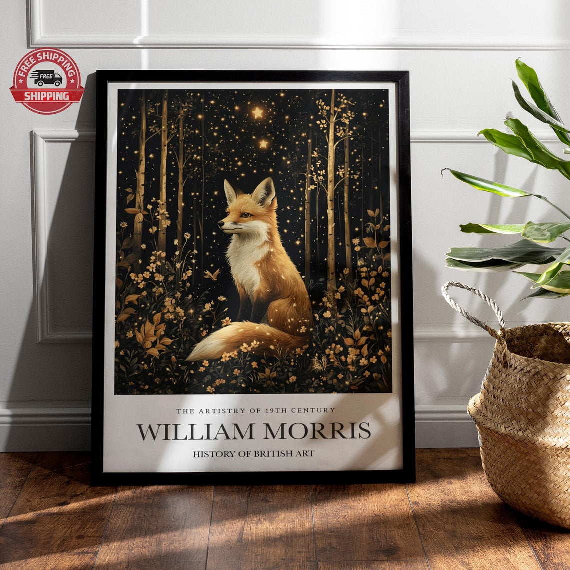 Fox Vintage Moon Stars Art Version B, Stretched Canvas - Walmart.com
