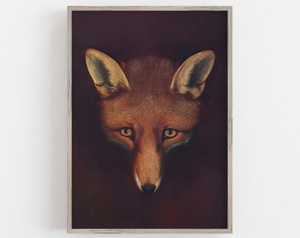 Fox Wall Art Vintage Wall Art Muted Neutral Colors Animal Farmhouse ...