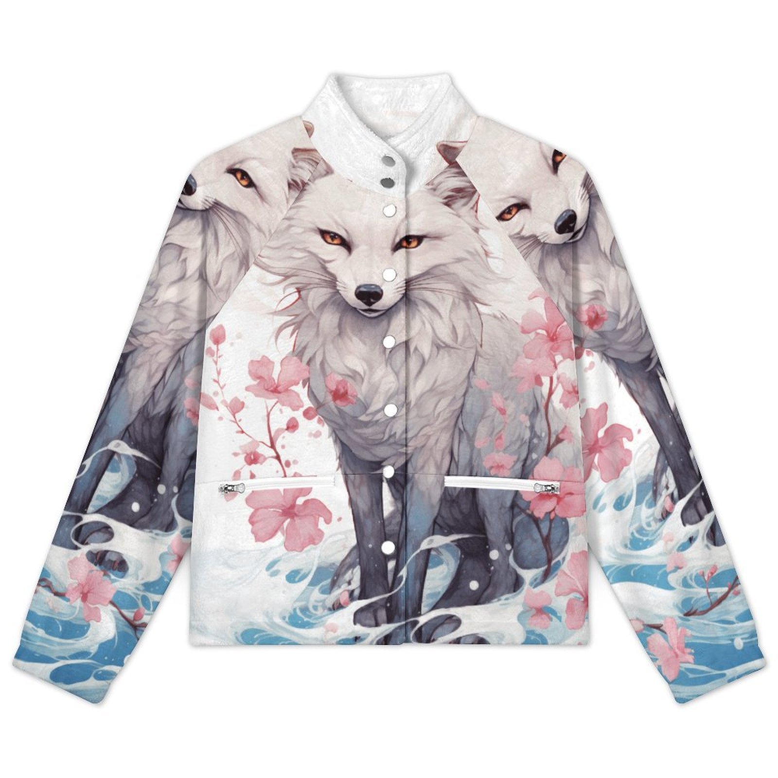 Fox Warm Women's Plush Jacket Stand Collar Full Sleeve With Zipper ...