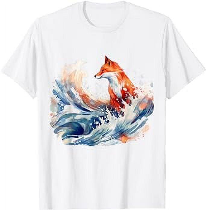 Fox Wave Artwork, Animal Art, Fox White oversized loose fitting T-Shirt ...