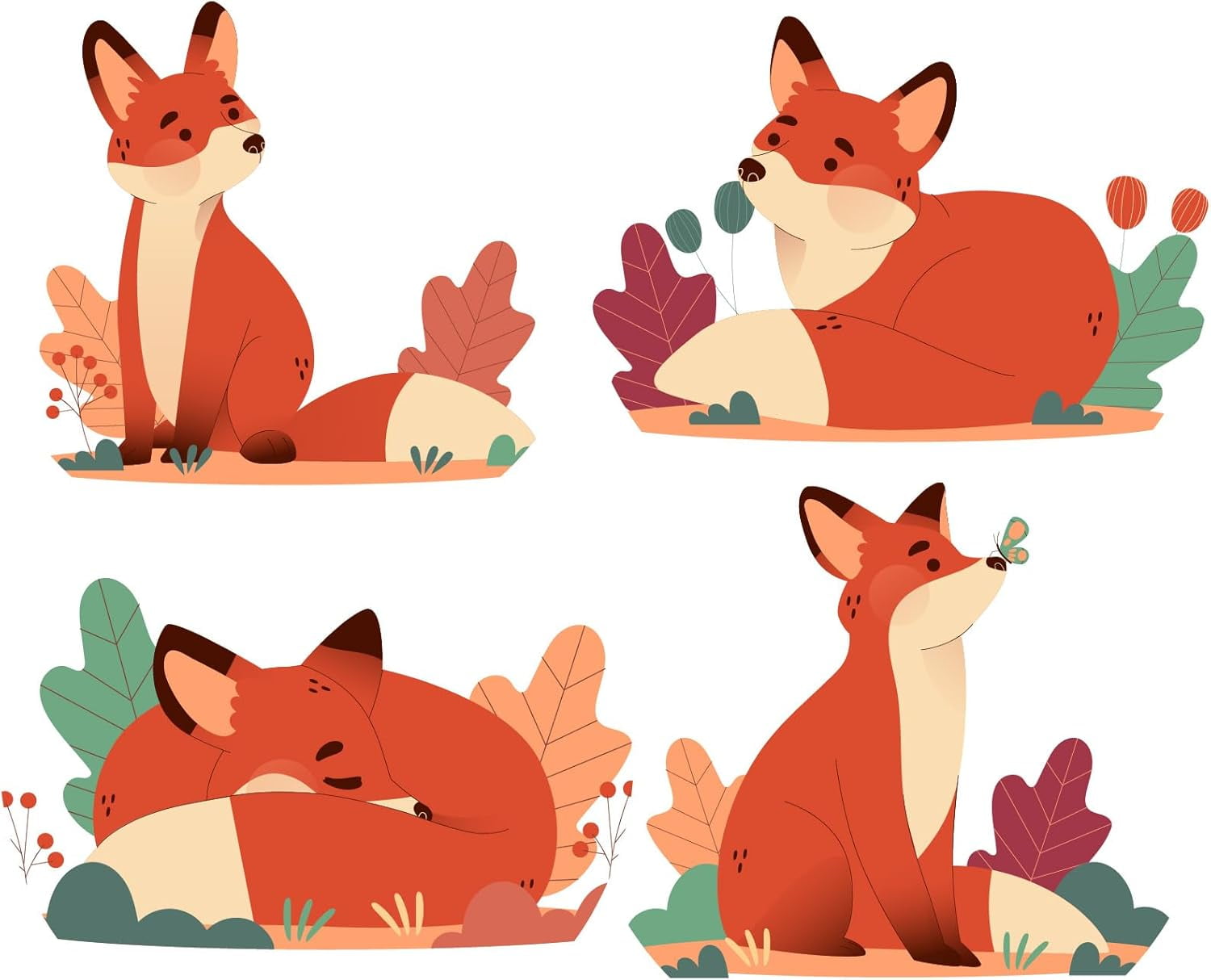 Fox Window Stickers Waterproof Animal Plant Window Decals Vinyl Alert ...