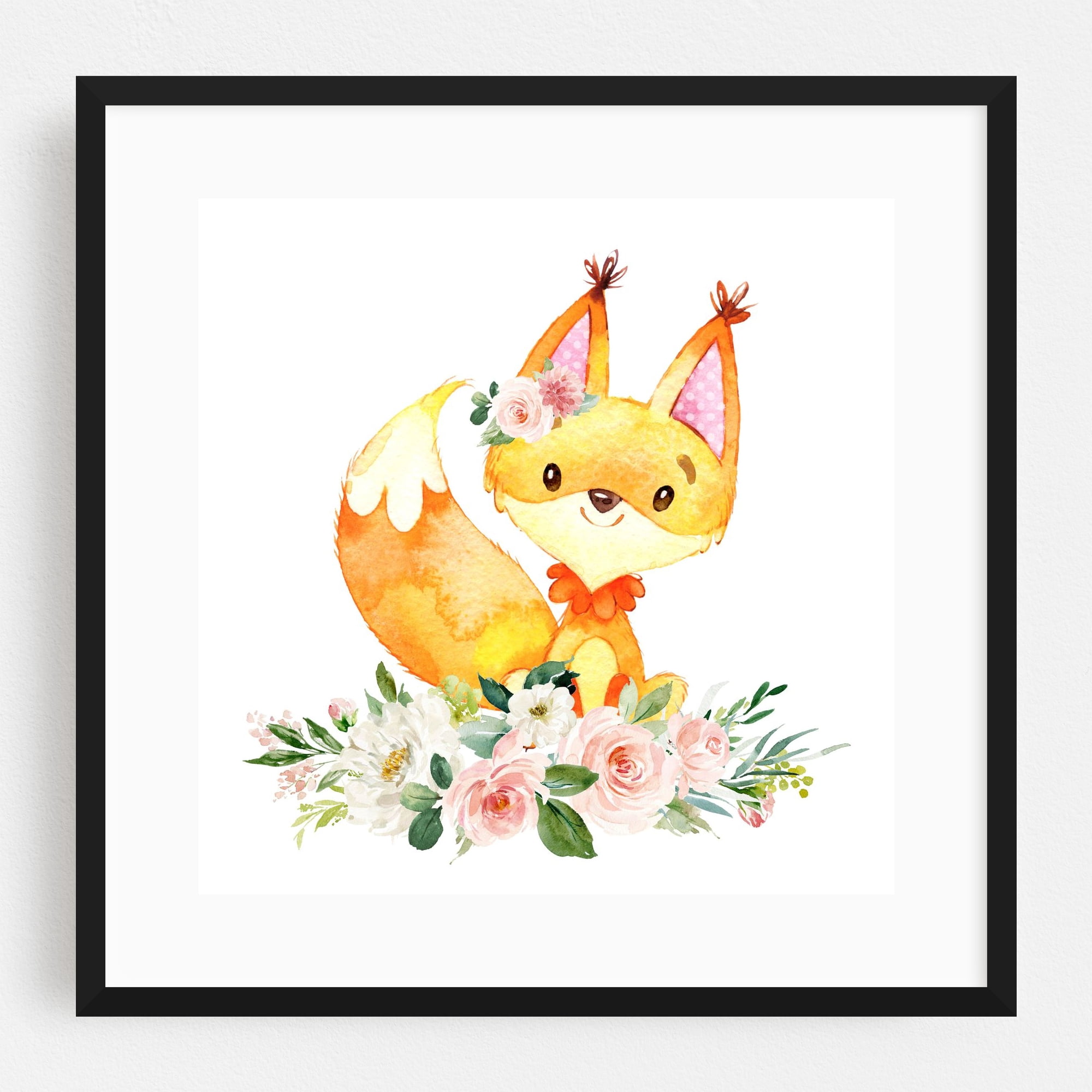 Fox, Woodland Animals, Forest Animals, Boho, Pink Flowers, Girl Nursery ...