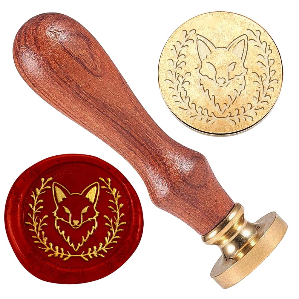 Fox Wreath Wax Seal Stamp Embossed Stamp Sealing Removable 1" Brass Wax ...