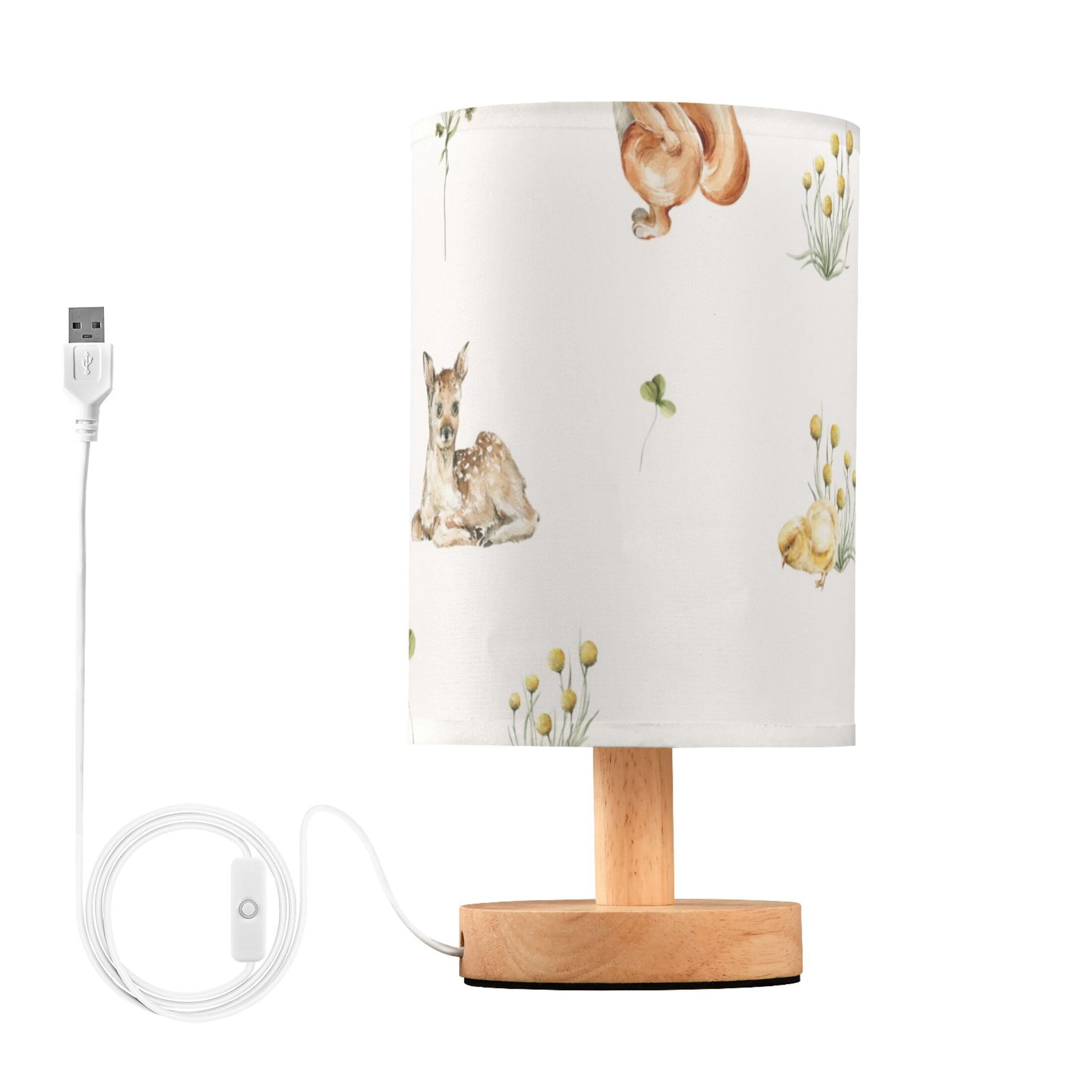 Fox and Bears Bedside Table Lamp LED Warm Lights with USB Charging Port ...