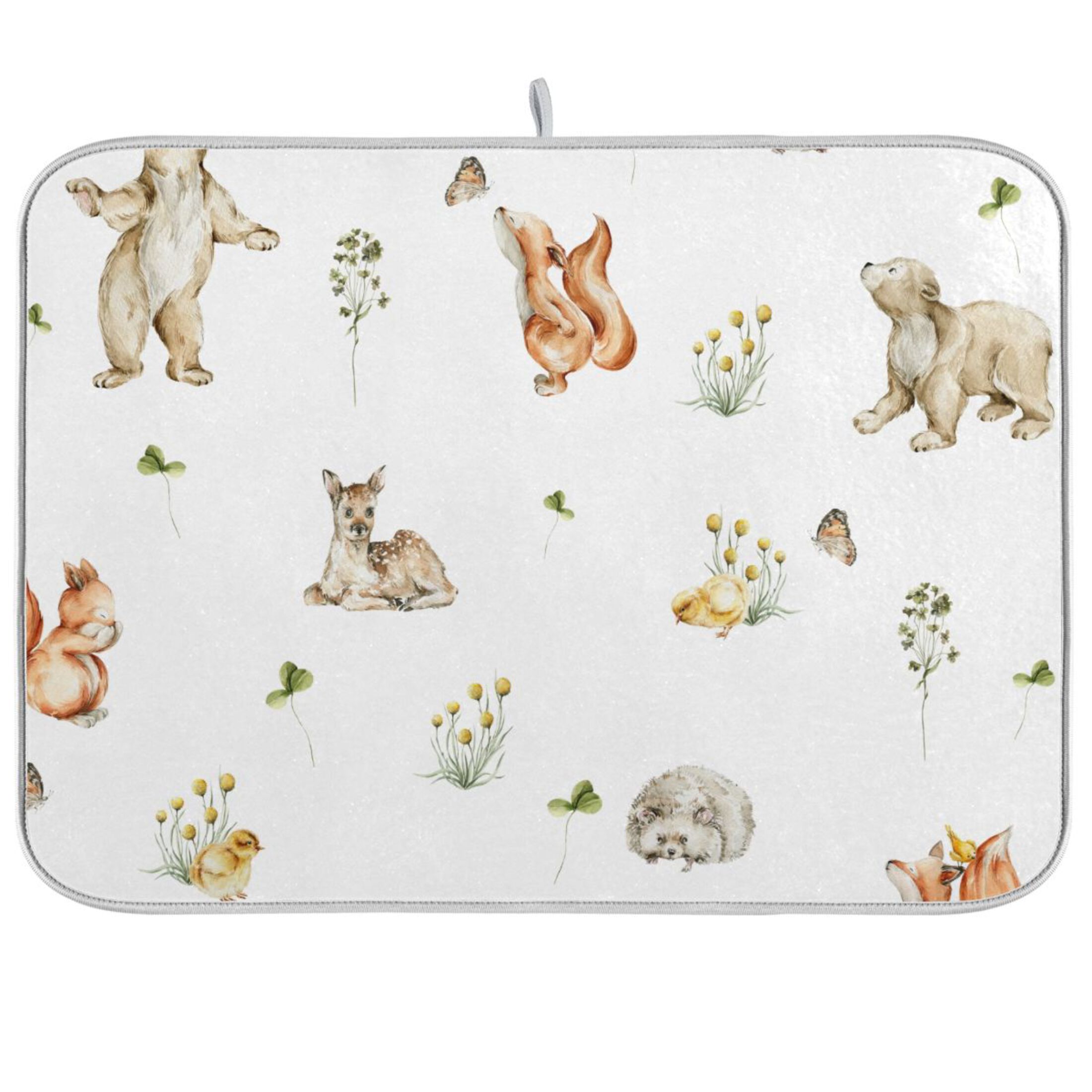 Fox and Bears Dish Drying Mat Microfiber Kitchen Mats Large Counter ...