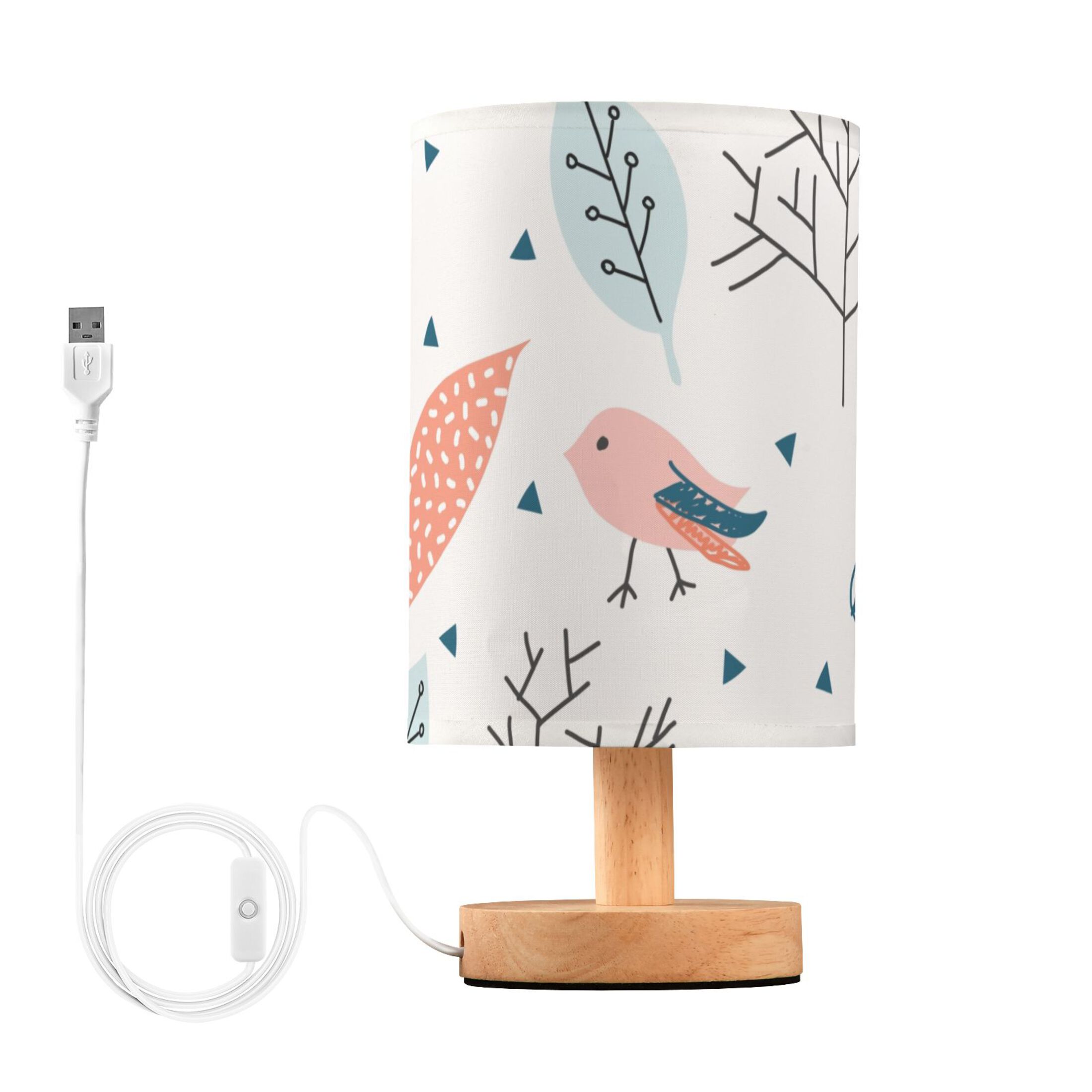 Fox and Birds Bedside Table Lamp LED Warm Lights with USB Charging Port ...