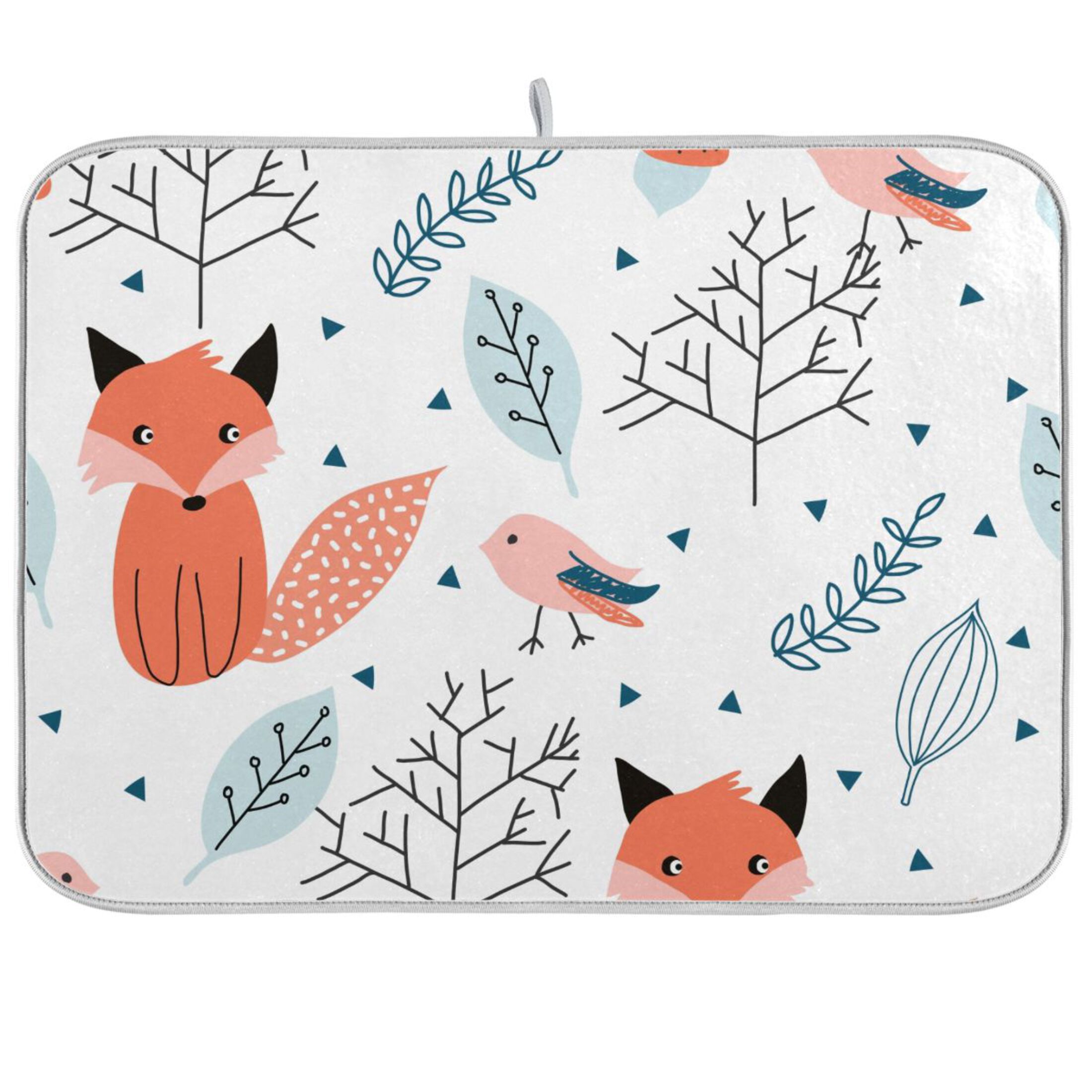 Fox and Birds Dish Drying Mat Microfiber Kitchen Mats Large Counter ...