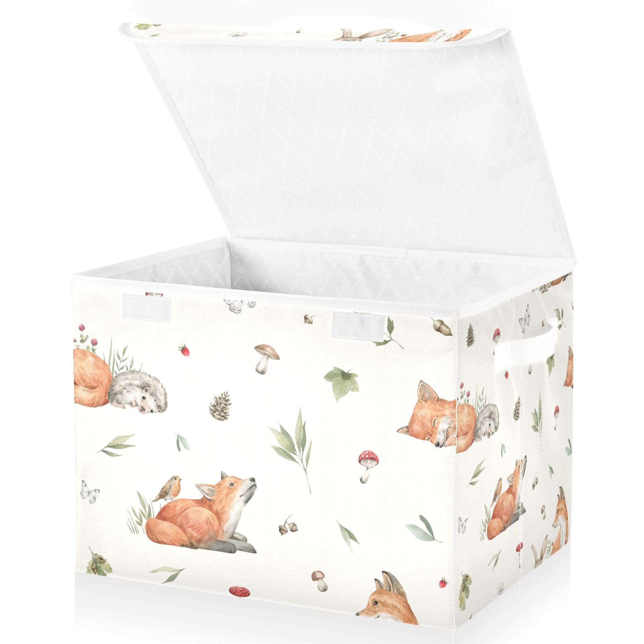 Fox and Flowers Large Lidded Storage Bin Foldable Storage Boxes Cubes ...