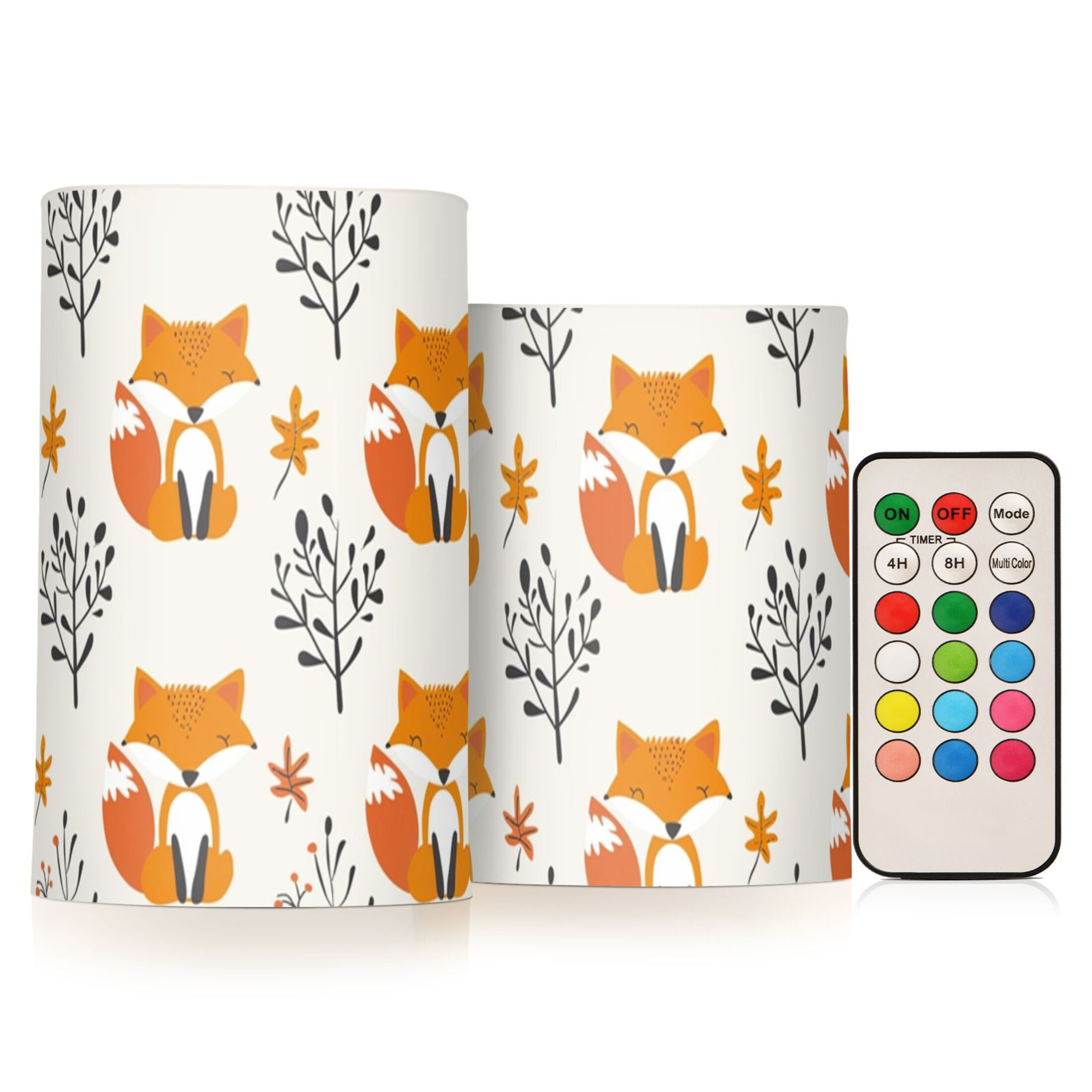 Fox and Leaves Flameless Candles LED Lights Battery Operated Candles with Remote and Timers ...