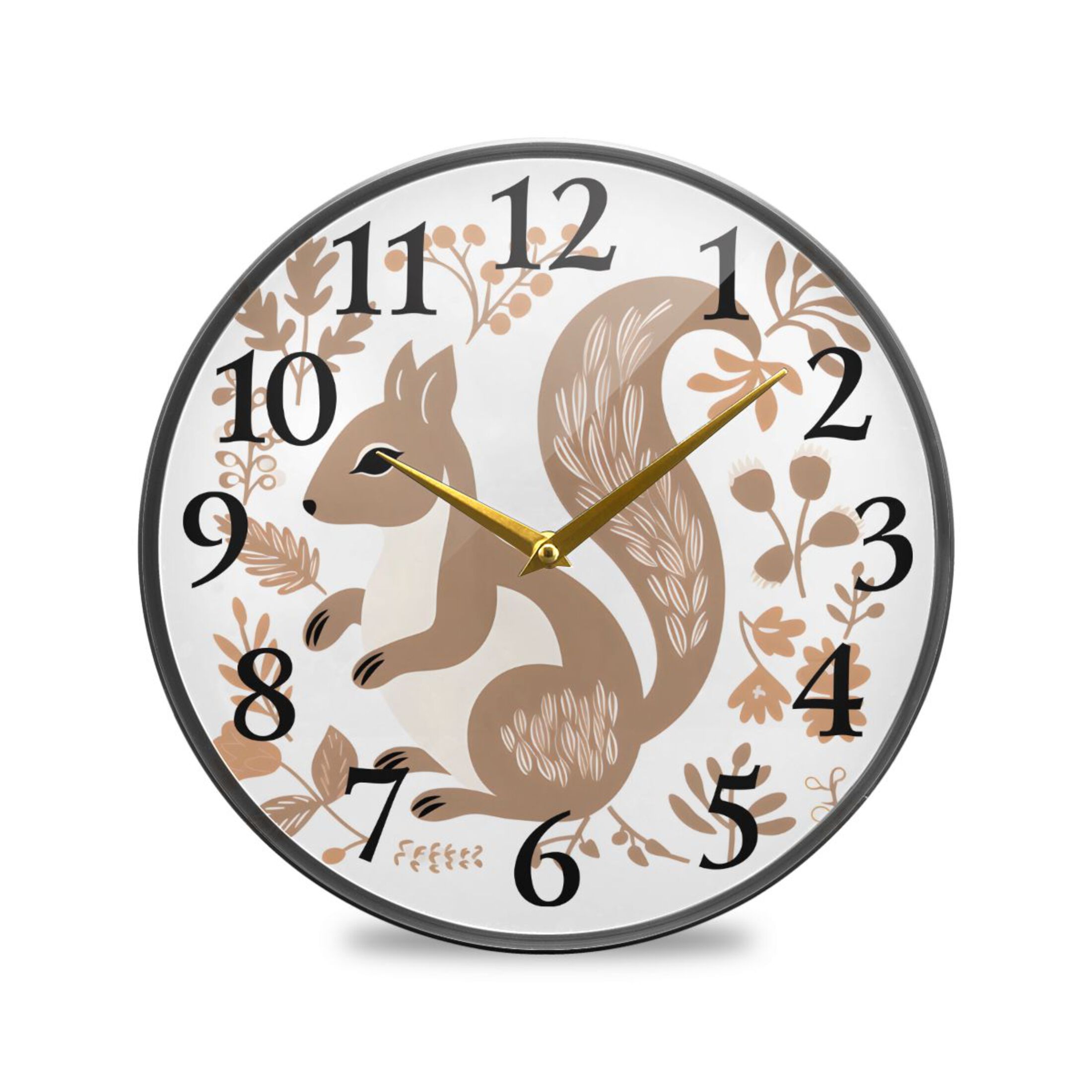 Fox and Leaves Wall Clocks Battery Operated 11.9 Inch Round Clock ...