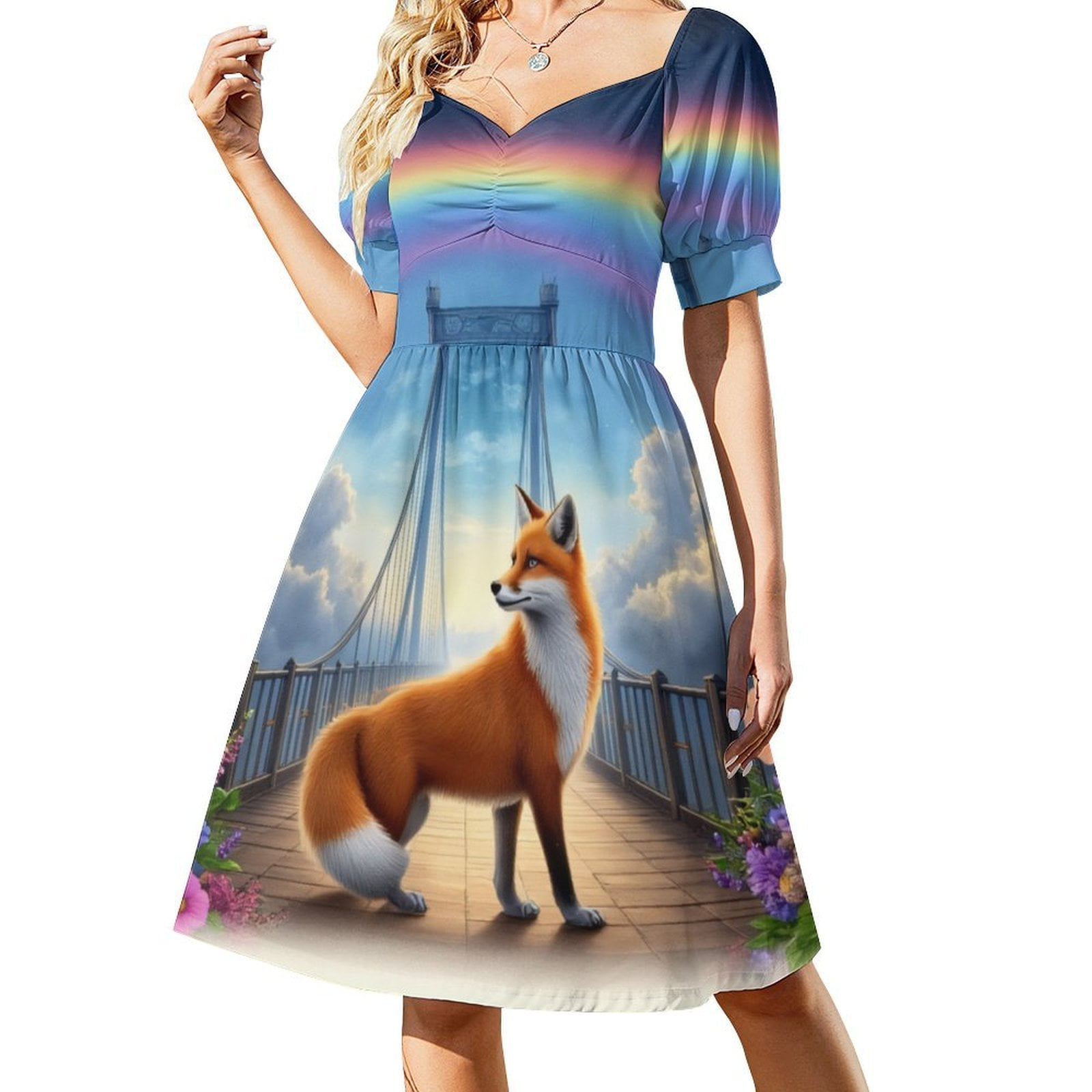 Fox at Rainbow Bridge Summer Women's Dress 2025 Elegant Dresses Plus ...