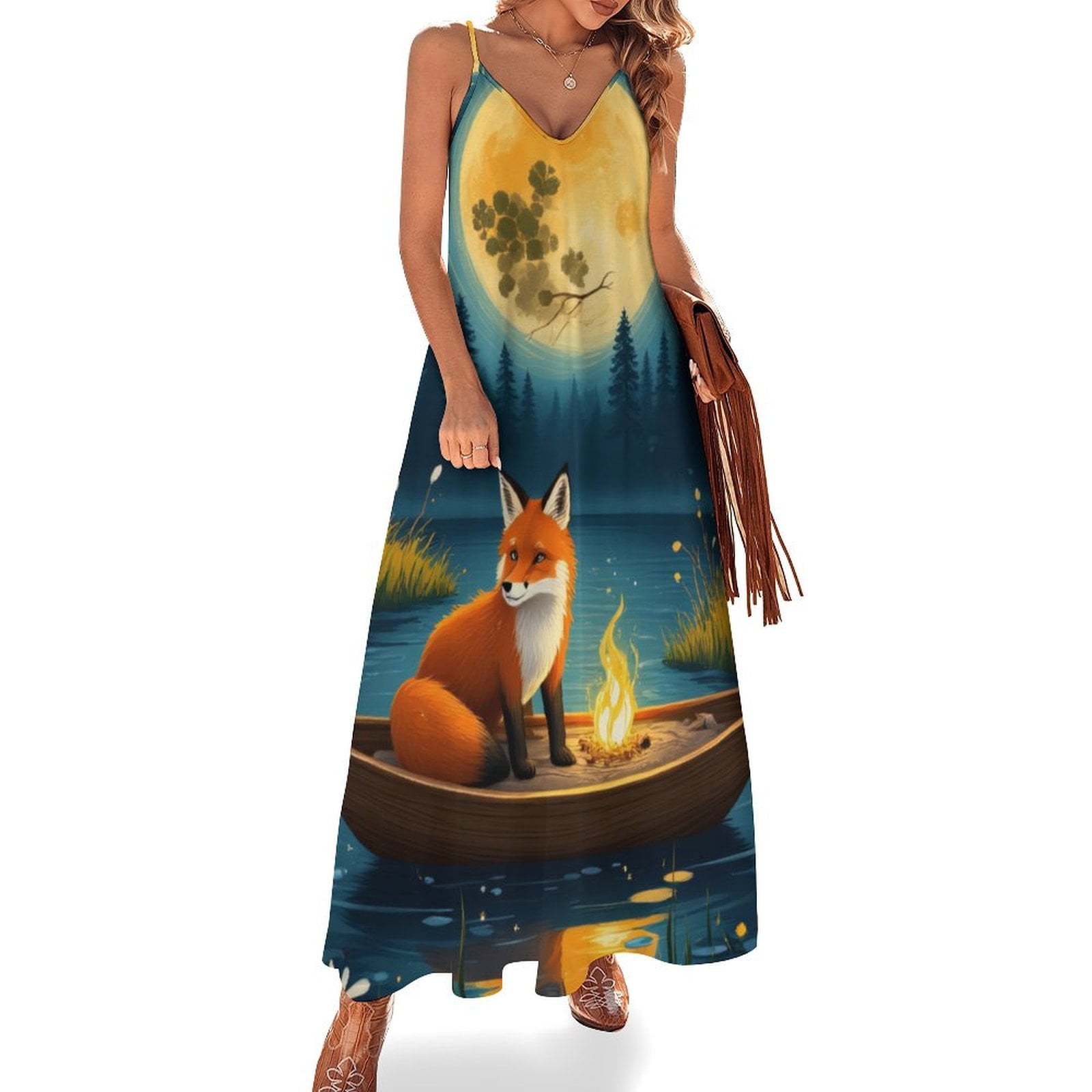 Fox by Moonlit Lake Sleeveless Dress Woman Fashion Long Dresses Women's ...