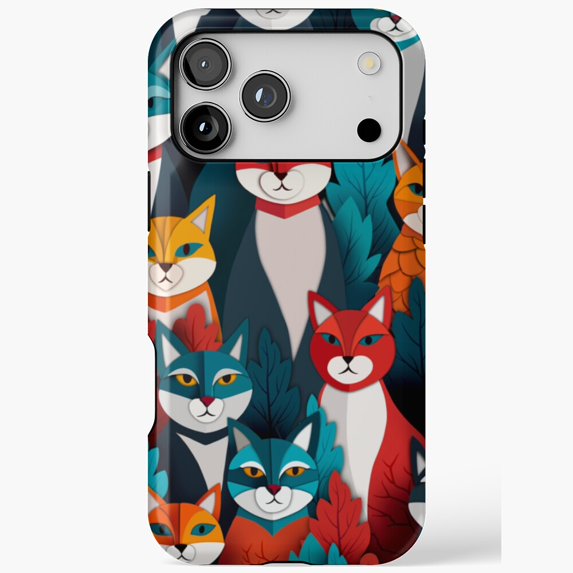 Fox faces pattern playful woodland design iPhone Case 17 through 11 Pro ...
