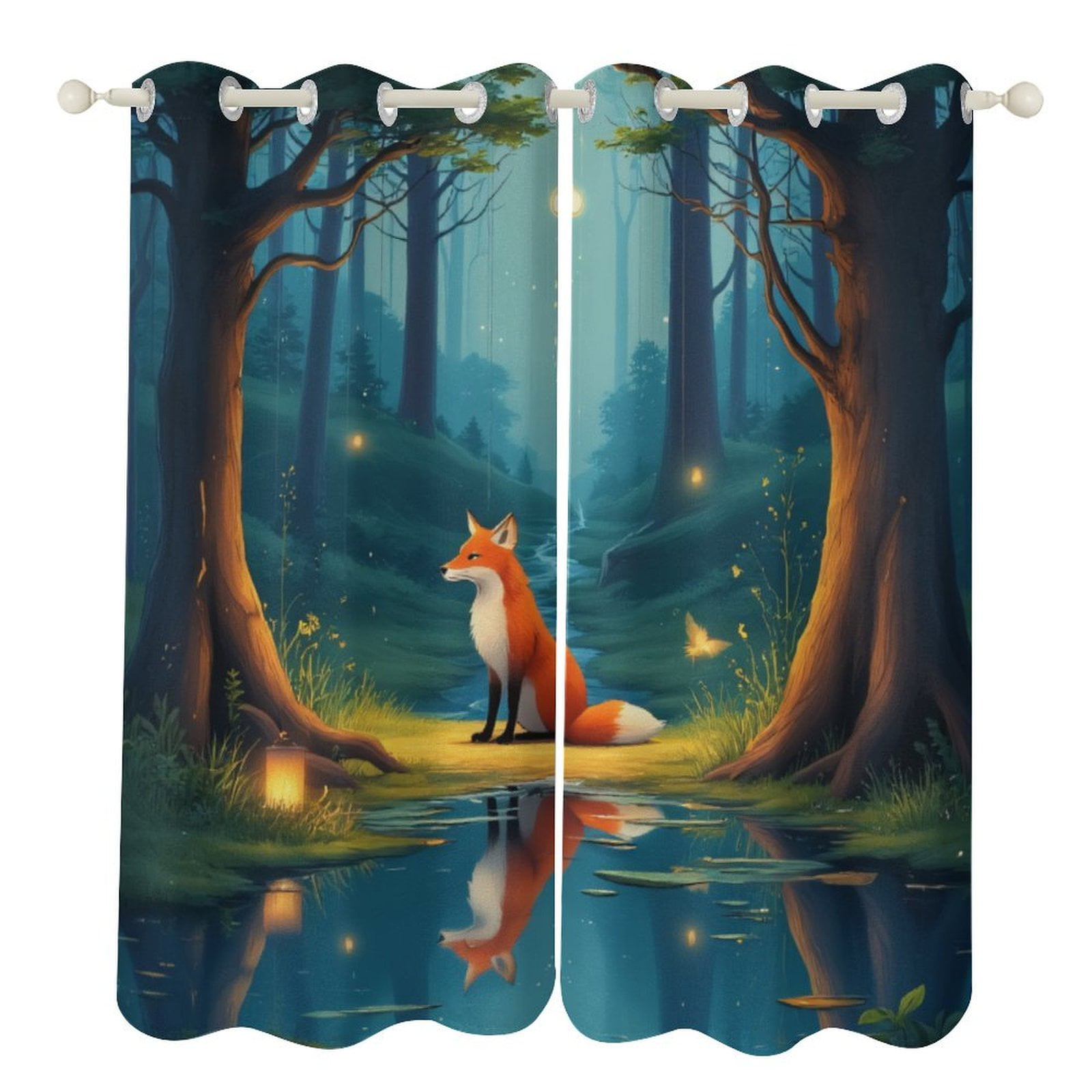 Fox in Enchanted Forest Blackout Window Curtains for Bedroom Living ...