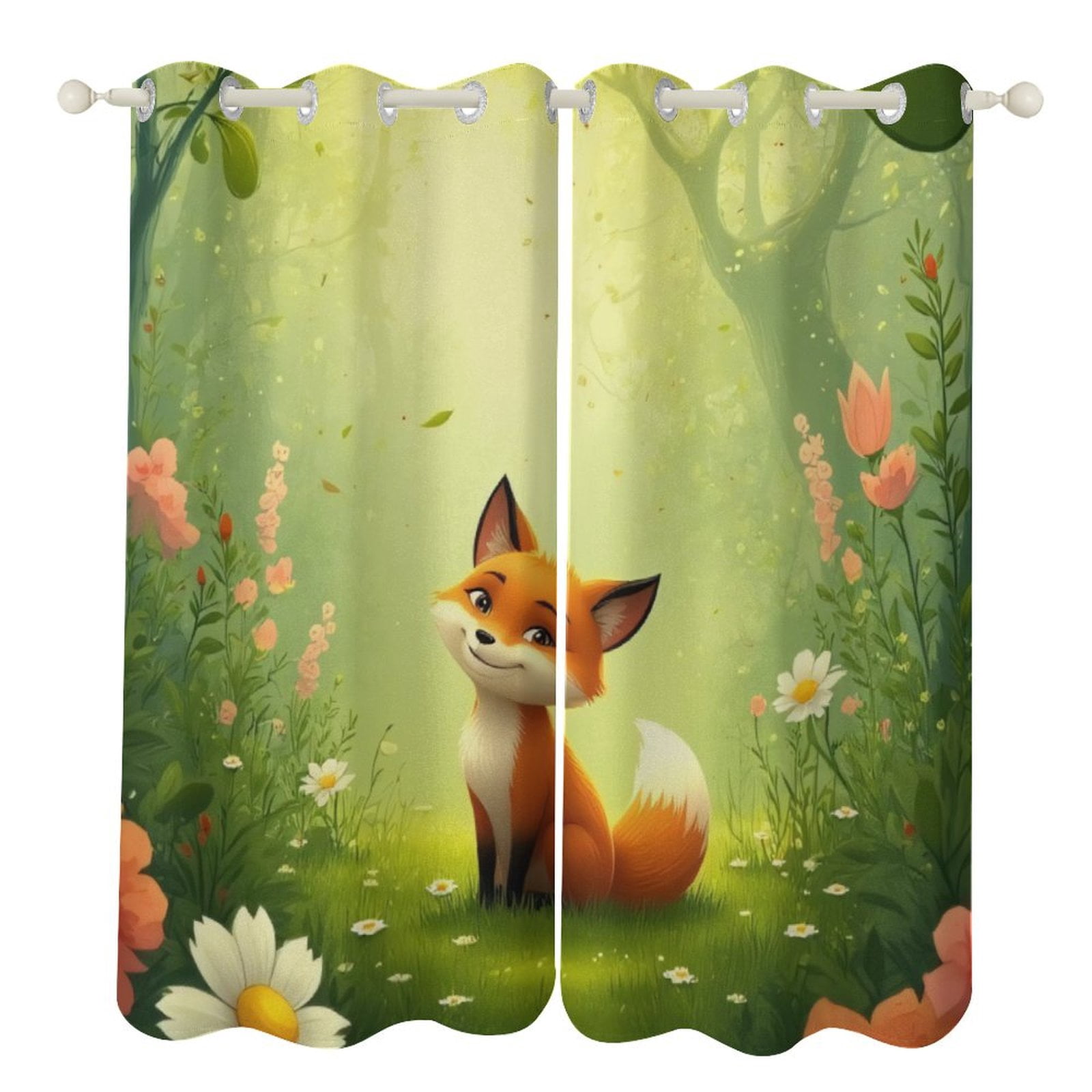 Fox in Enchanted Forest Luxury Window Curtains Blinds for Living Room ...