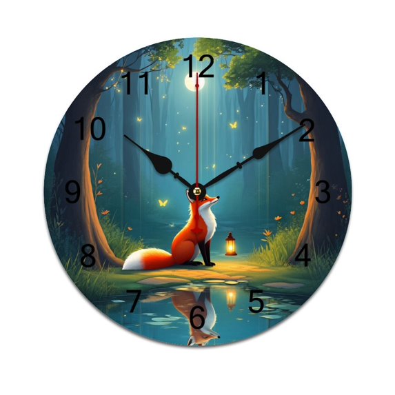 Fox in Enchanted Forest Word Saying Big Wall Clock Home Decor Art Watch ...