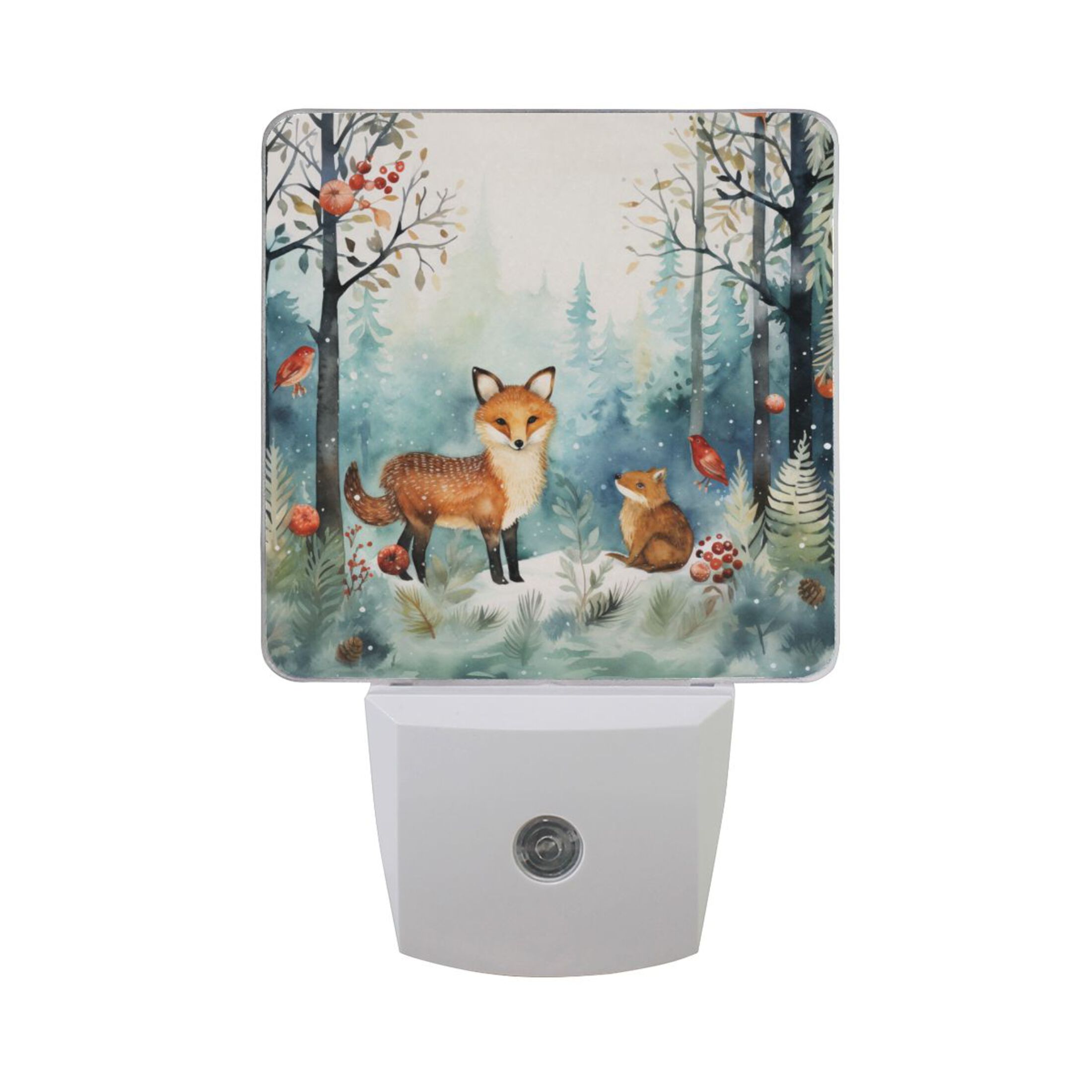 Fox in Forest Night Light LED Dusk to Dawn Auto Sensor Night Lamp Plug ...