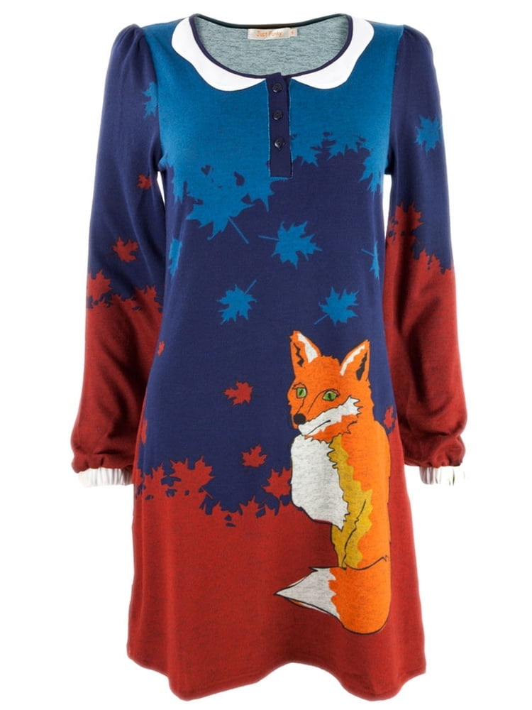 Fox in Leaves Women's Sweater Dress - Walmart.com