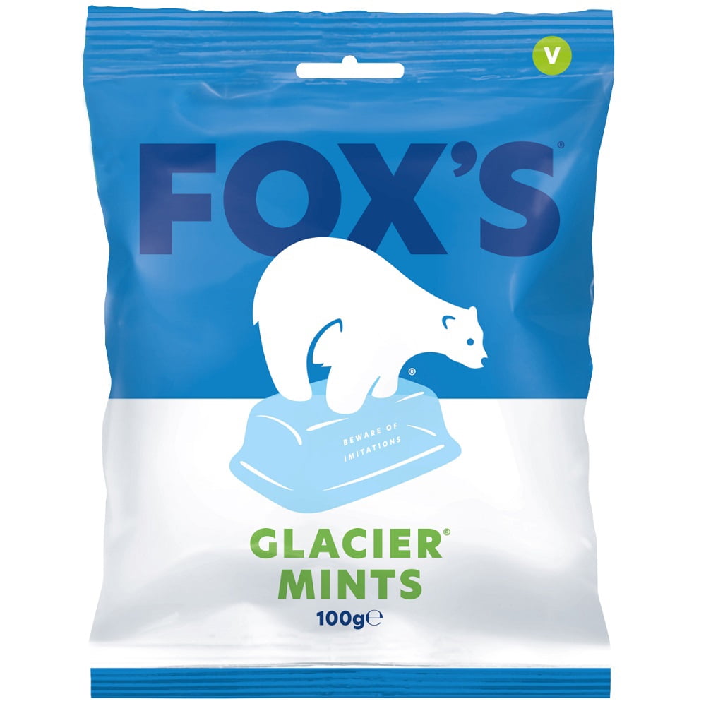 Fox's Glacier Mints Natural Mint Oil Sweets Bag 100g, Clear Boiled ...