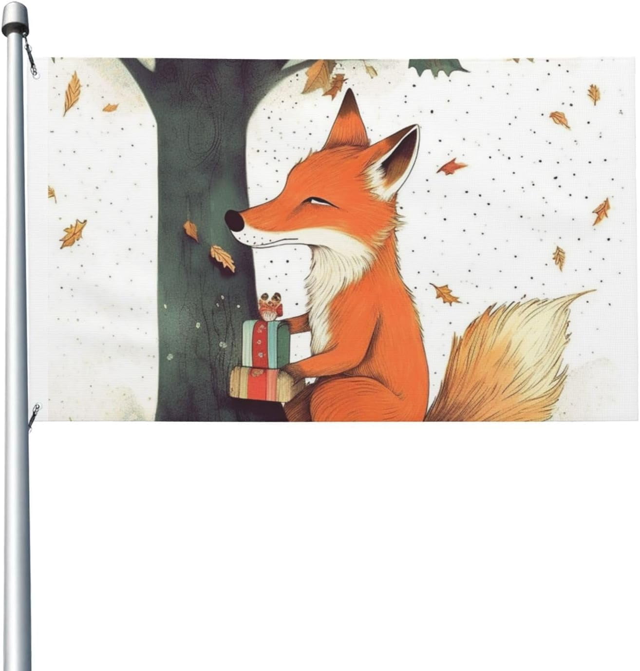 Fox under the tree Flag 3x5 ft Flags for Outside Funny Banner Garden ...