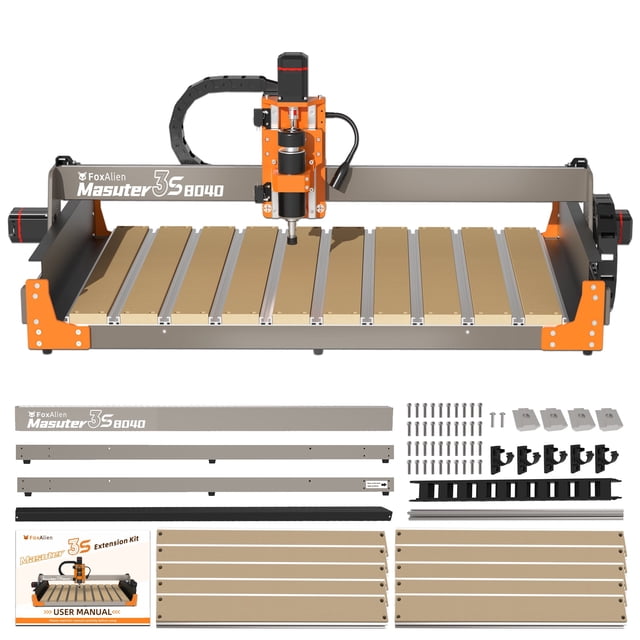FoxAlien 3S 8040 X-axis Extension Kit with T-slot Hybrid Spoilboard for ...