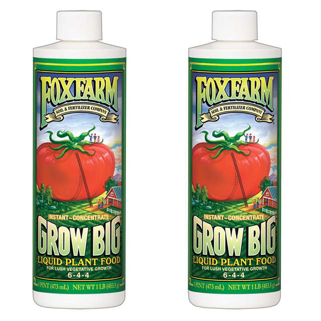 FoxFarm Grow Big Liquid Concentrate Plant Fertilizer, 2 Pint Bottles ...