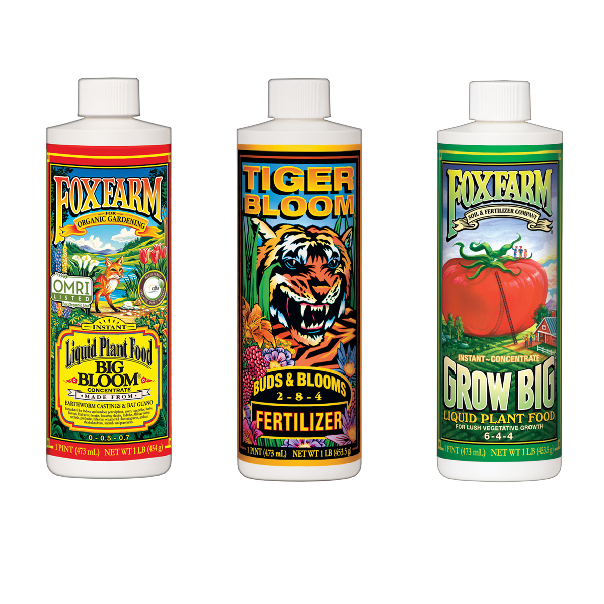 FoxFarm Grow Big, Tiger Bloom, Big Bloom Liquid Plant Fertilizers, 2 ...