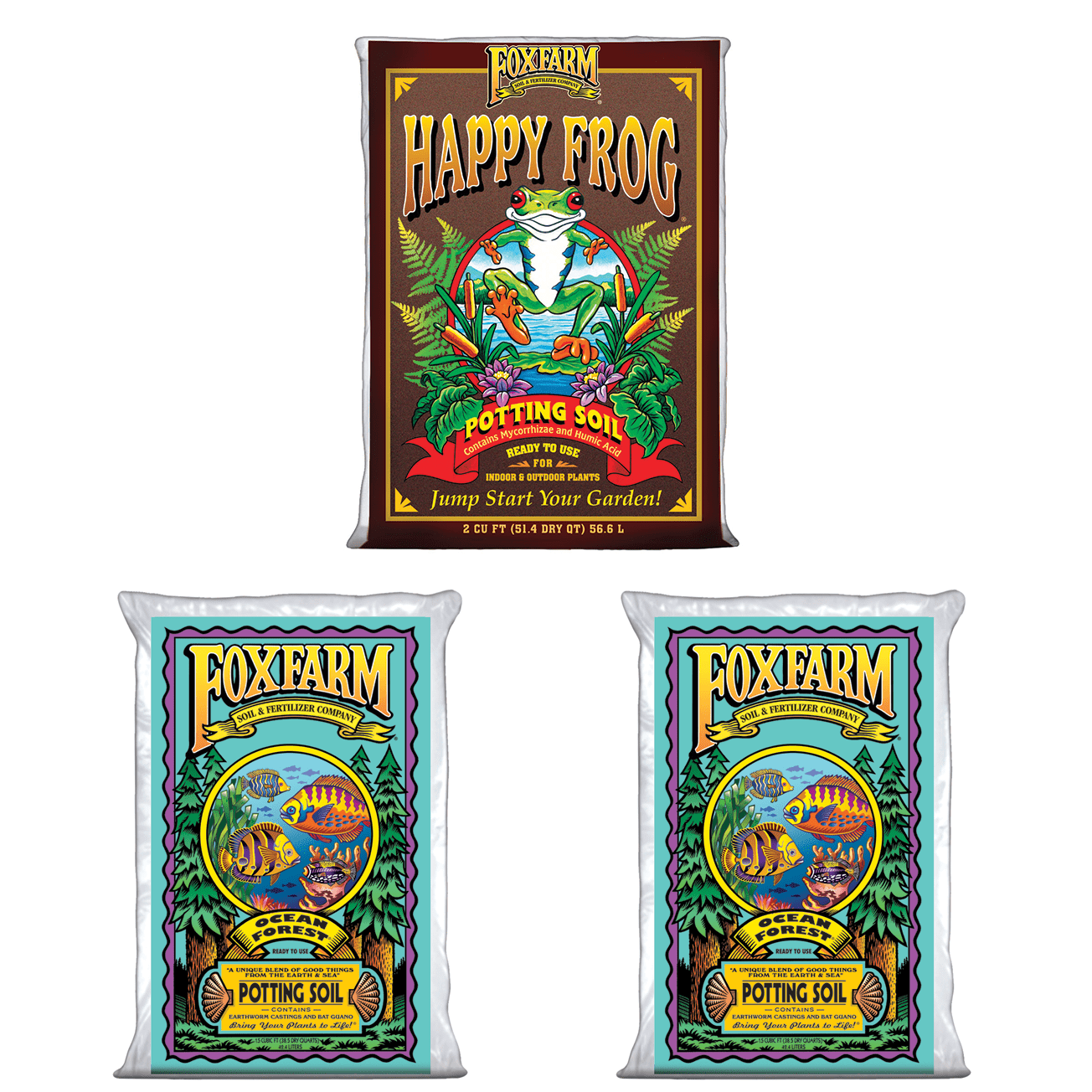 FoxFarm Ocean Forest Garden Soil Mix (2) and Happy Frog Organic Potting ...