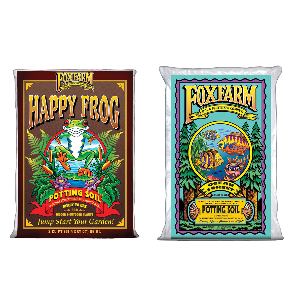 FoxFarm Ocean Forest Garden Soil Mix and Happy Frog Organic Potting ...