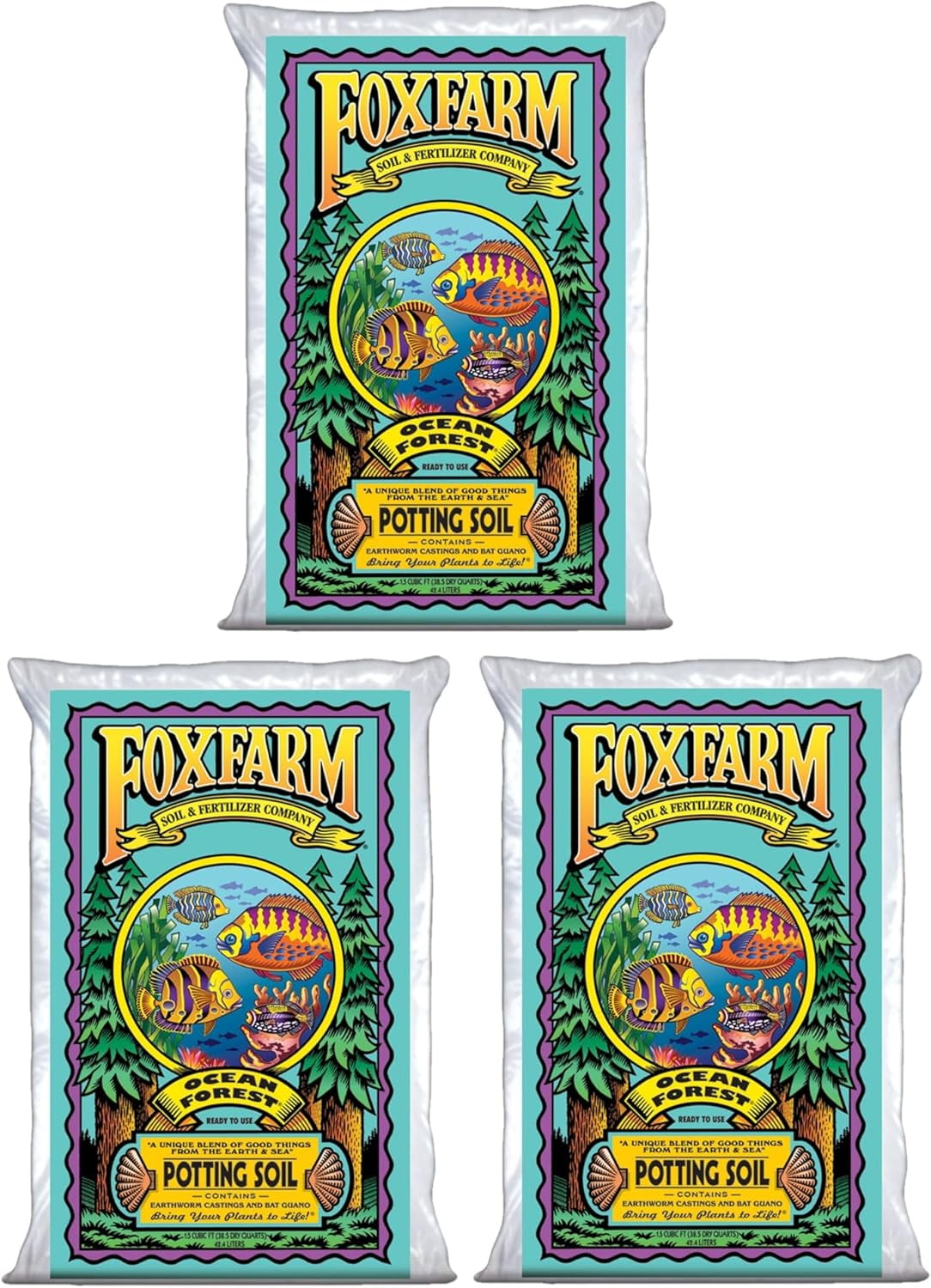 FoxFarm Ocean Forest Potting Soil, 1.5cu ft (Pack of 3) - Light ...