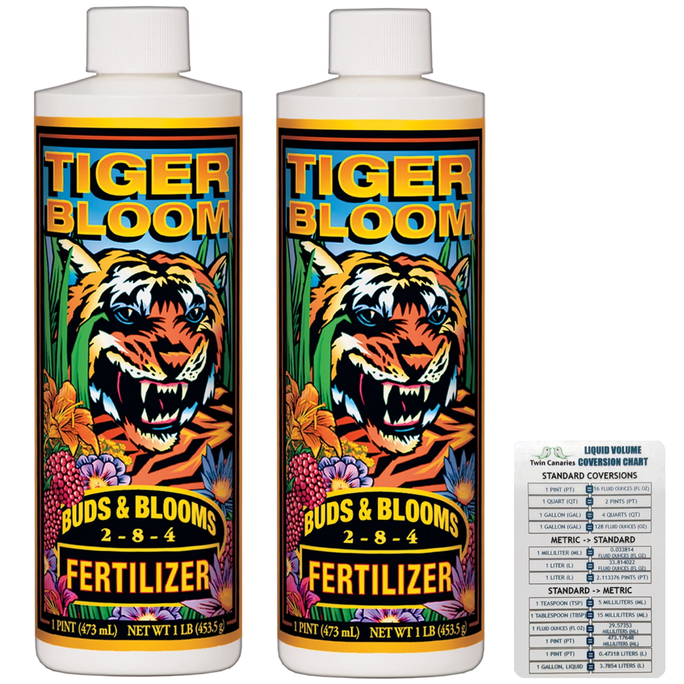 FoxFarm Tiger Bloom, Phosphorous Fertilizer, 16 fl oz (2 Pack) + Twin ...