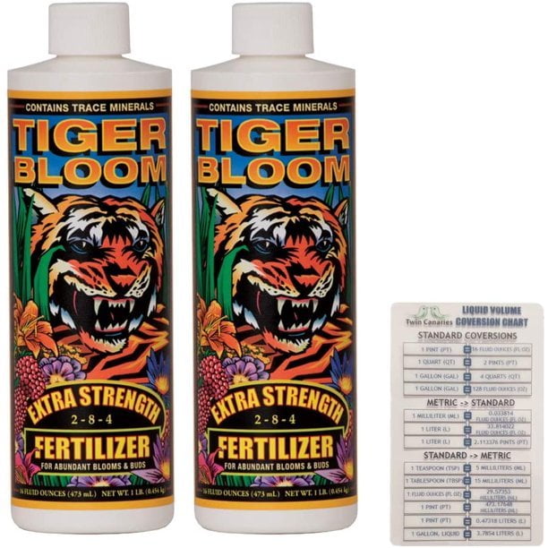 FoxFarm Tiger Bloom, Phosphorous Fertilizer, 16 fl oz (2 Pack) + Twin ...