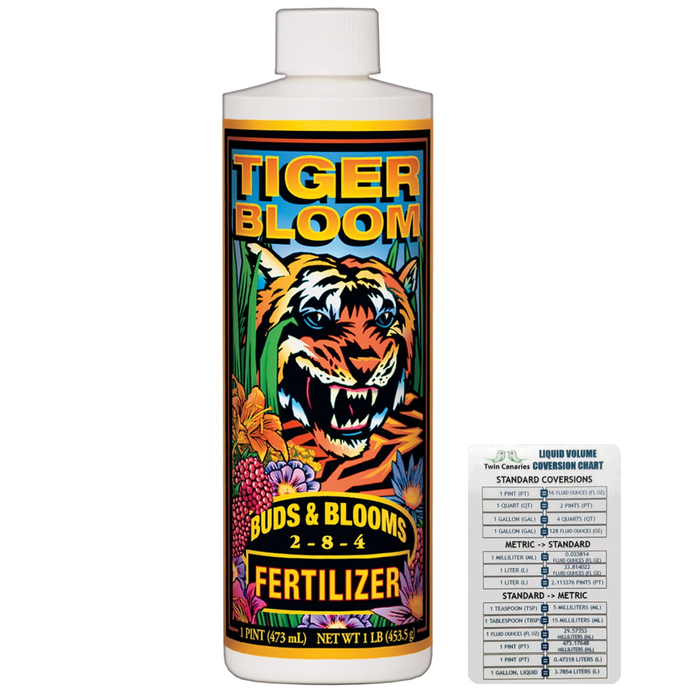 FoxFarm Tiger Bloom, Phosphorous Fertilizer 16 oz (1 Pint) + Twin ...