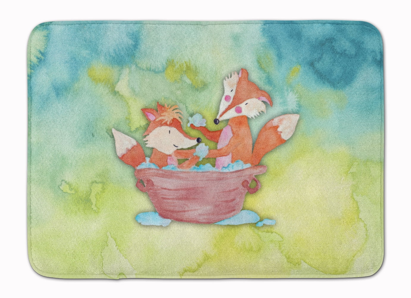 Foxes Bathing Watercolor Machine Washable Memory Foam Mat - Walmart.com