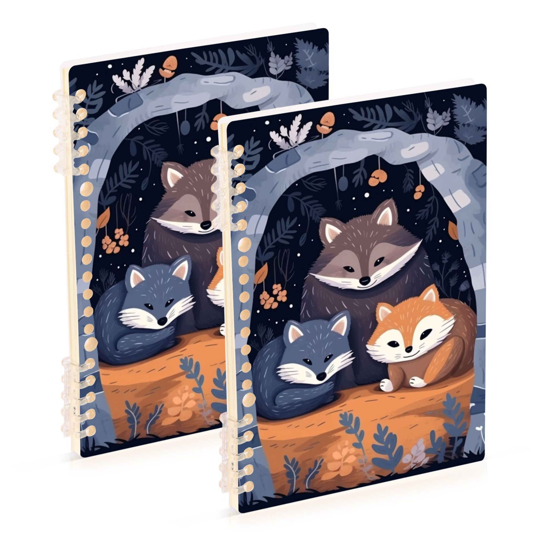 Foxes Cave Leaves Ring Binder Notebook Journey Note Diary College Ruled ...