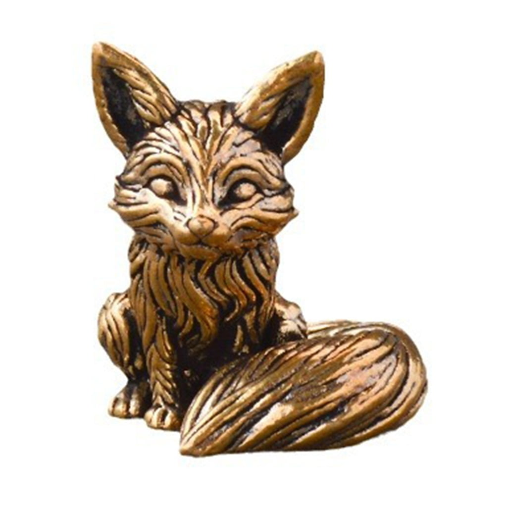 Foxes Figurines Indoor Decors Foxes Statue Creative Brass Sculpture ...