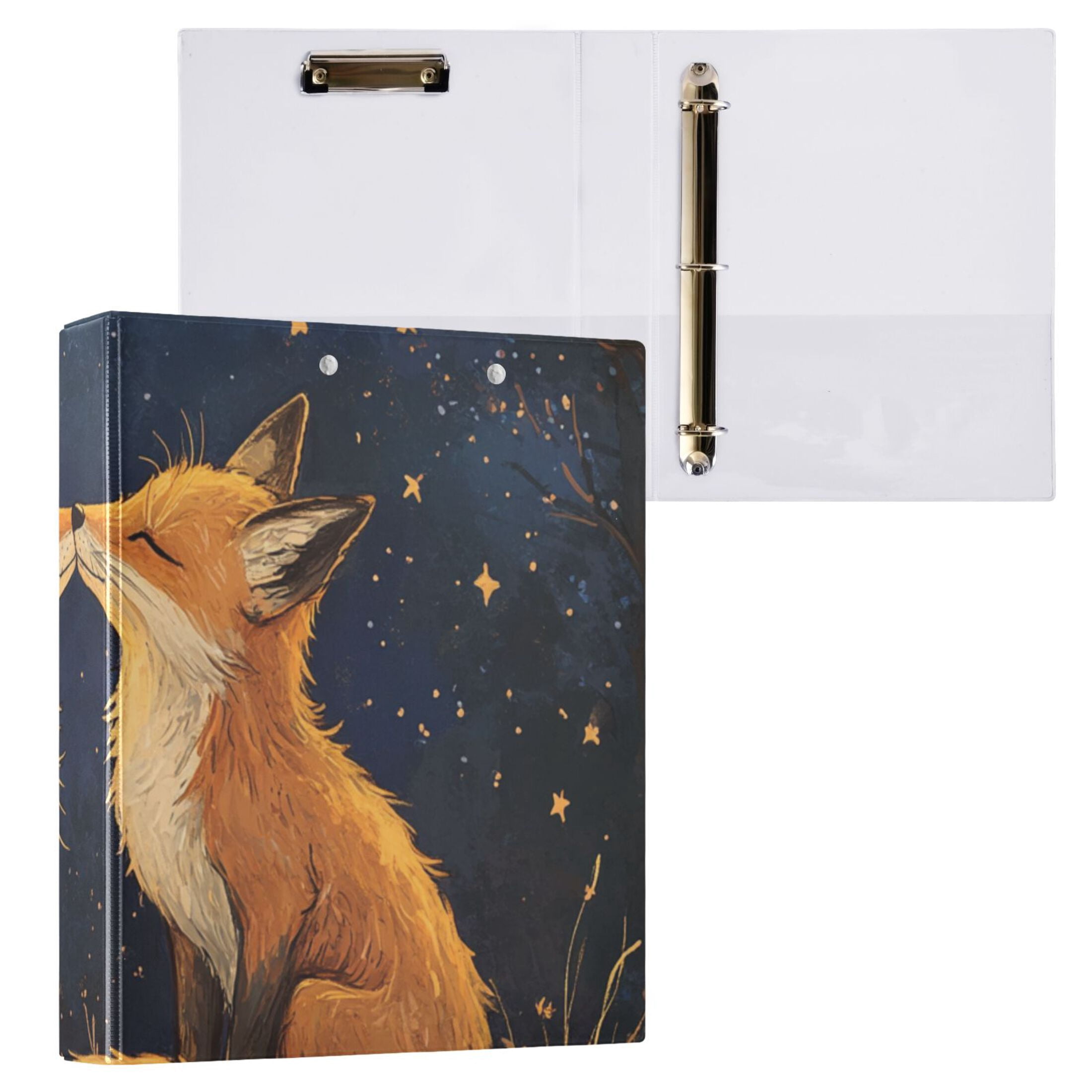 Foxes Kiss under Starry Night Valentine Round Ring Binder 3 Rings 1.5 ...