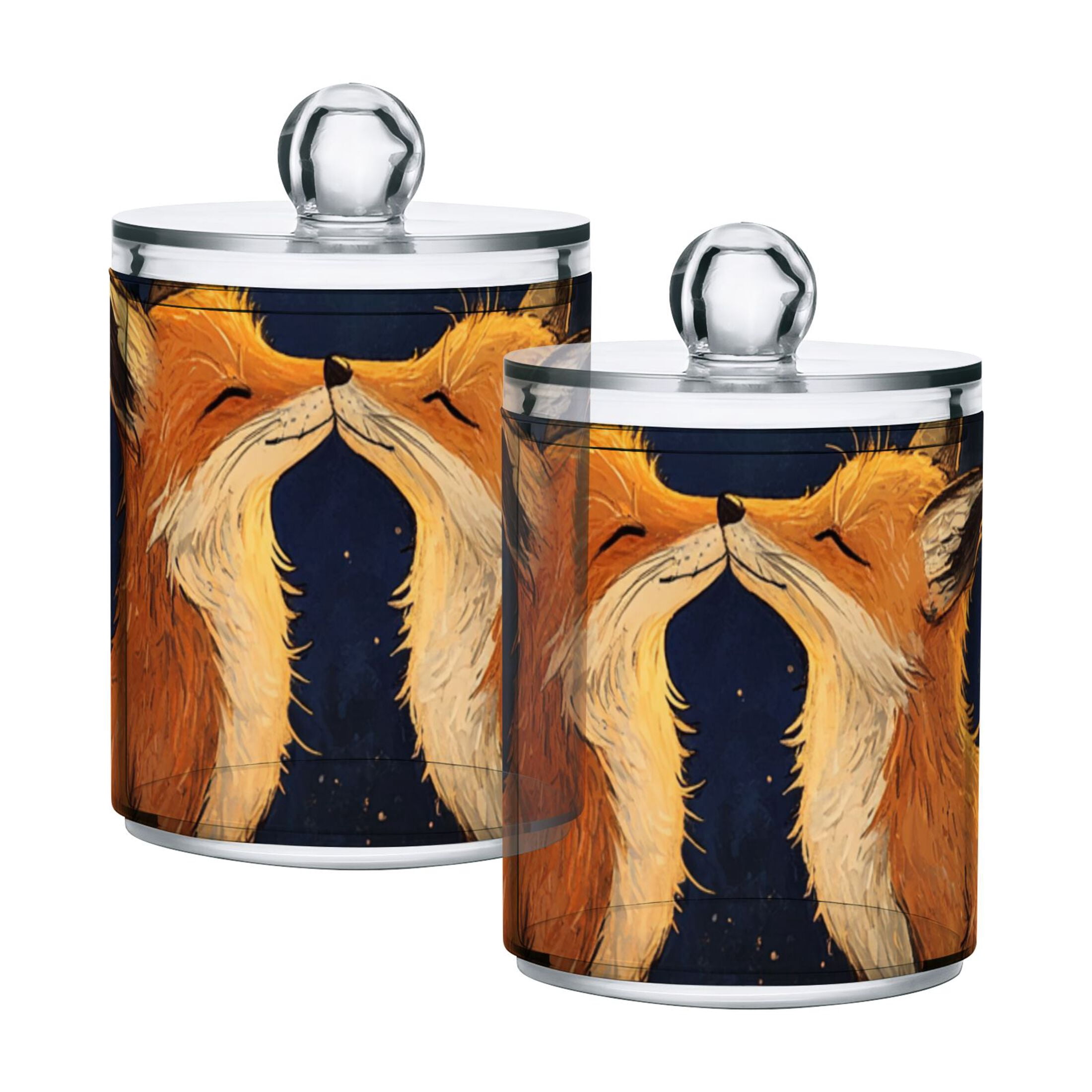 Foxes Kiss under Starry Night Valentine Translucent Plastic Cans ...
