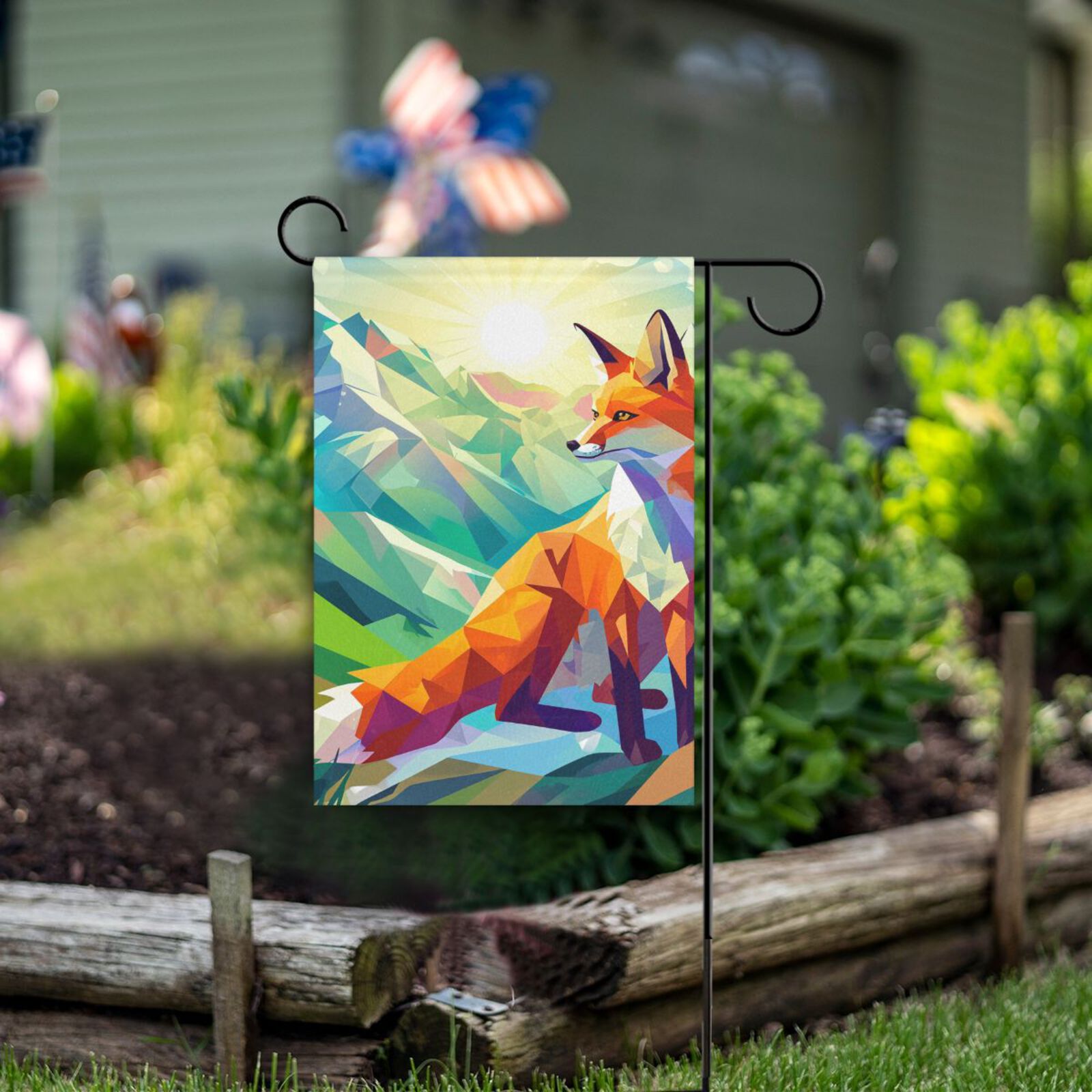 Foxes Moutains Sunlight Garden Flag Double Sided Outdoor Banners for ...