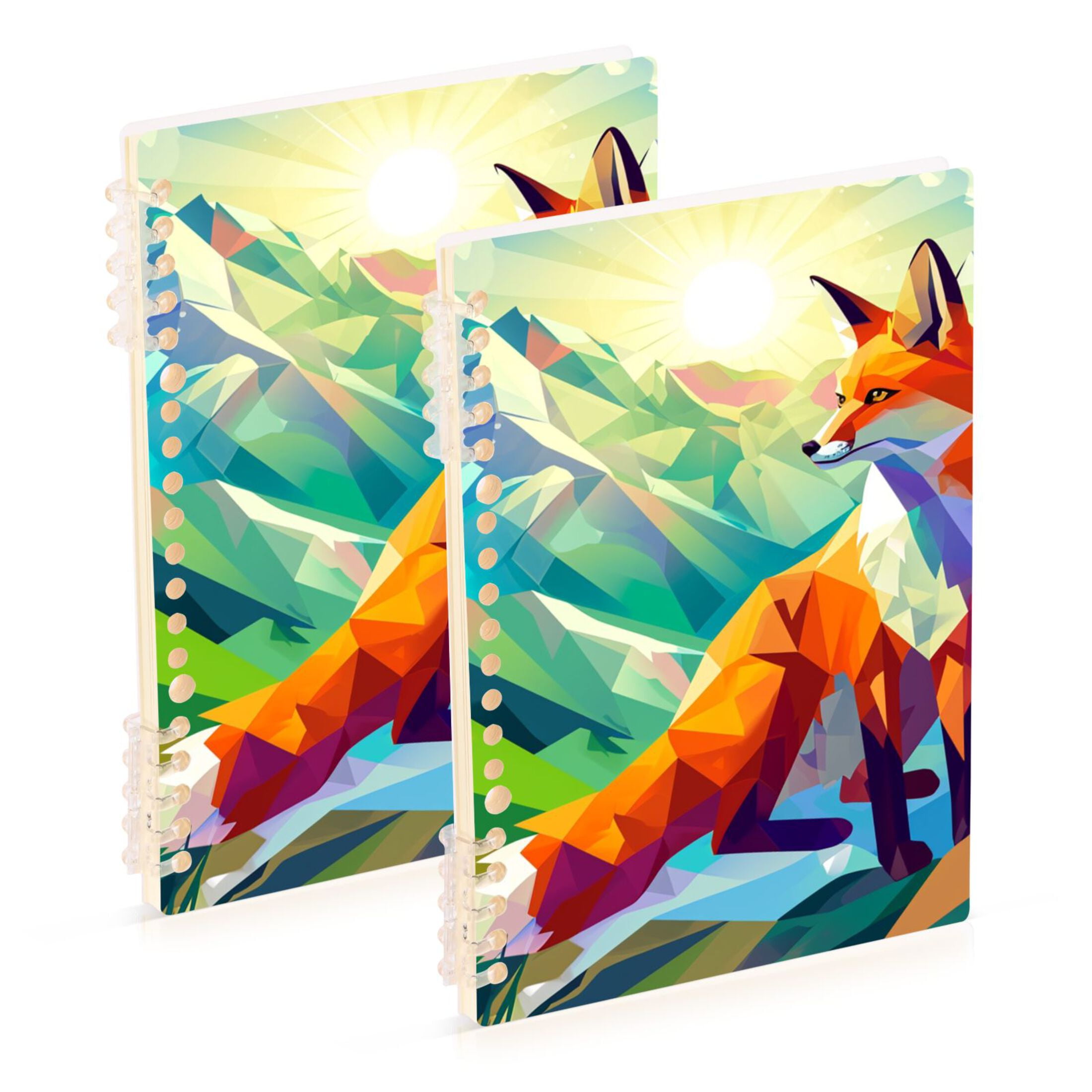 Foxes Moutains Sunlight Ring Binder Notebook Journey Note Diary College Ruled Spiral Notebook ...