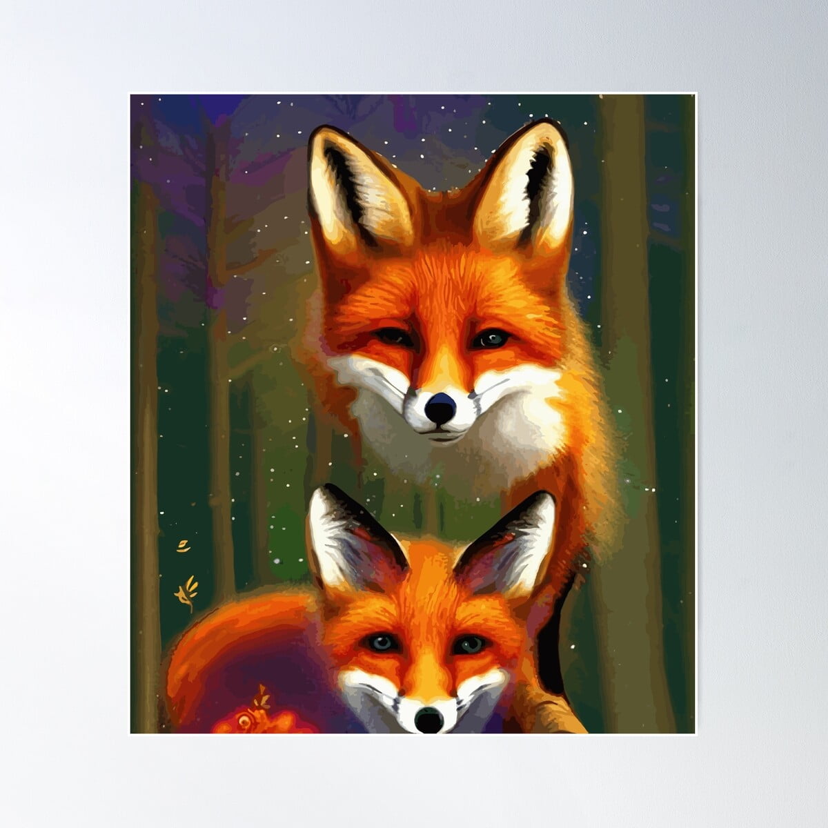Foxes Poster Wall Art, Modern Wall Decor For Living Room Bedroom, 12x18 ...