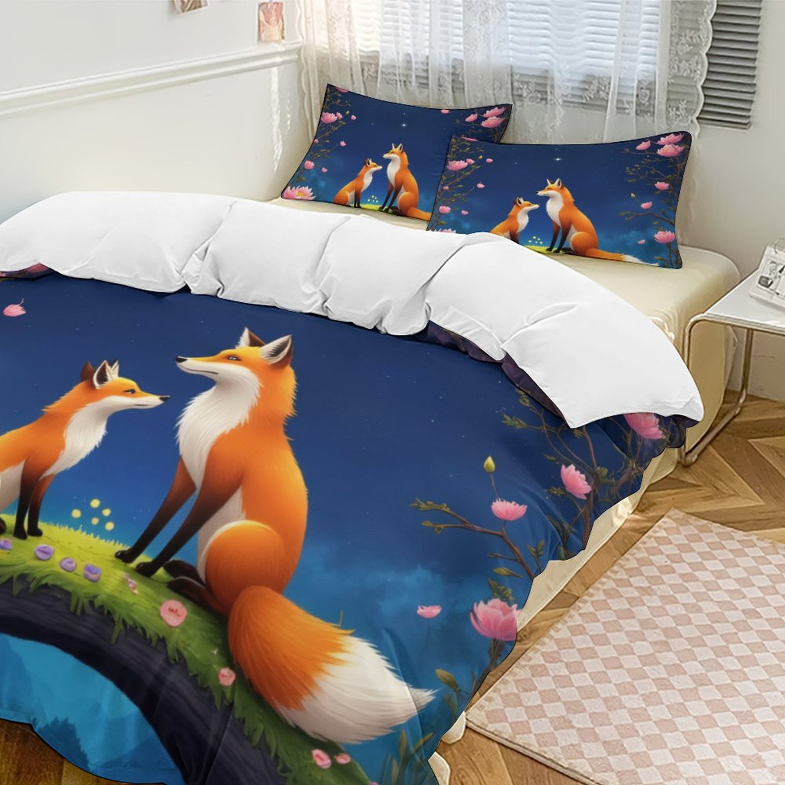 Foxes Under The Moonlight 3D Duvet Cover Set Quilt Cover Theme of Kid ...