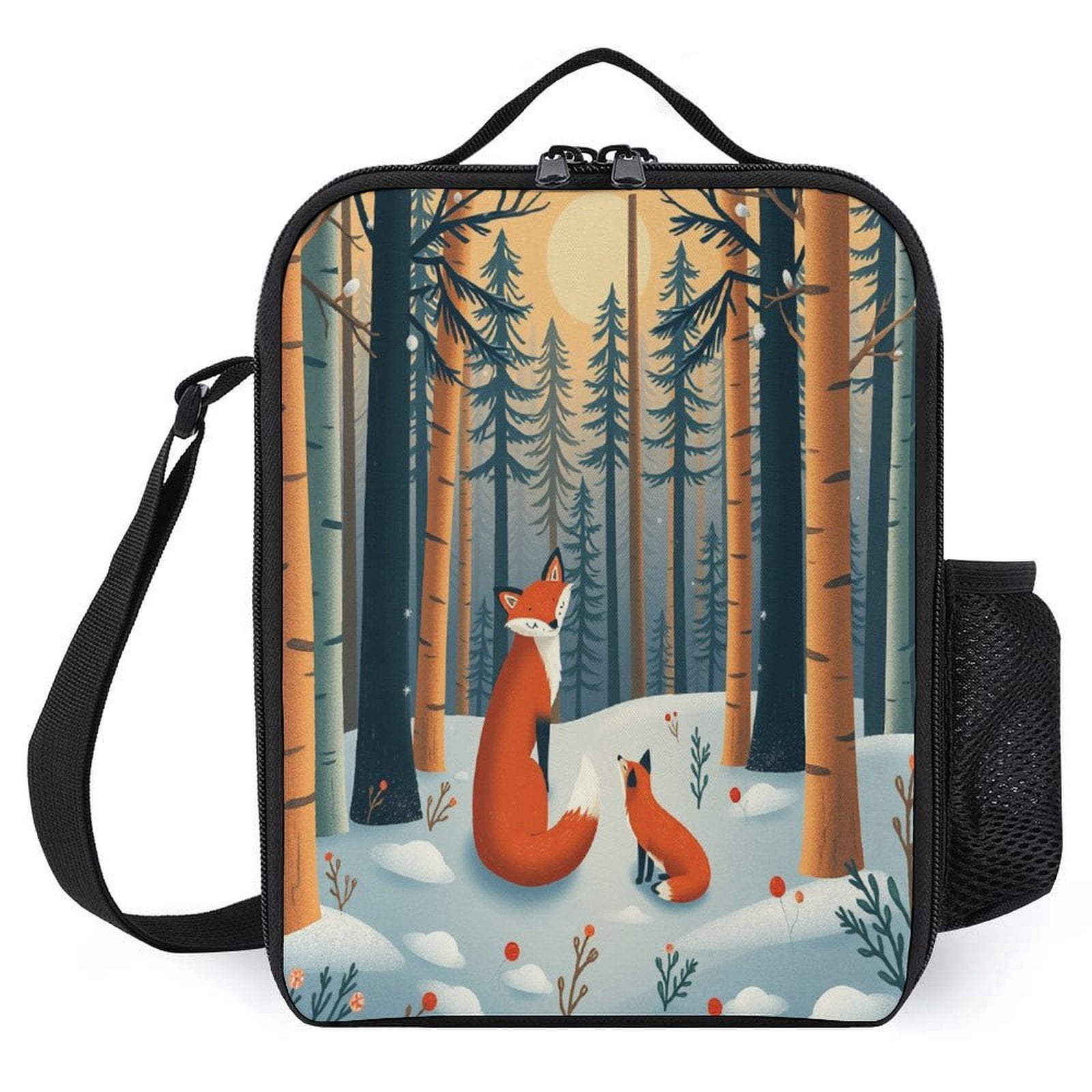 Foxes Winter Forest Lunch Bag Insulated Meal Bag Reusable Lunch Box ...