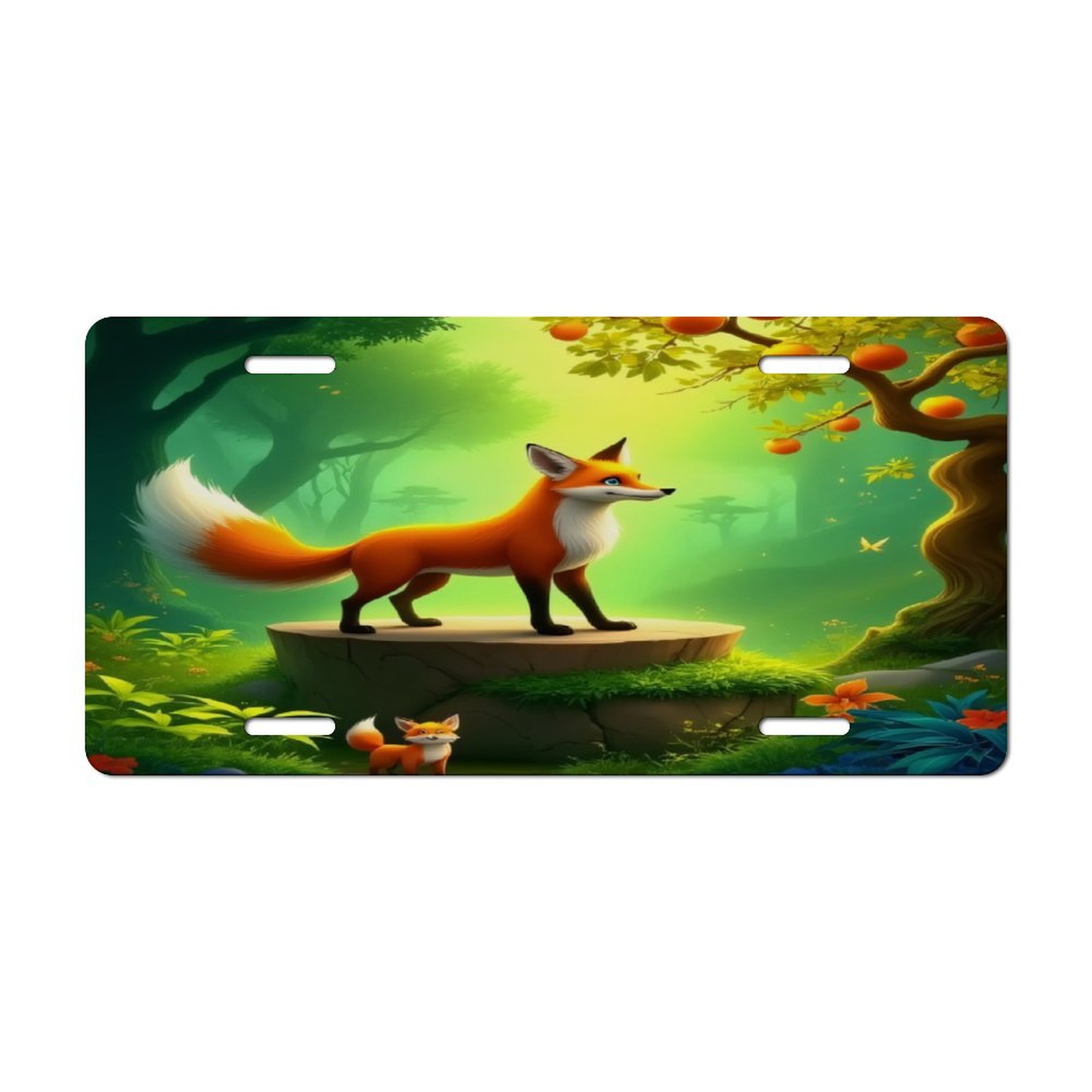 Foxes in Enchanted Forest License Plate Lightweight Aluminum Automotive ...