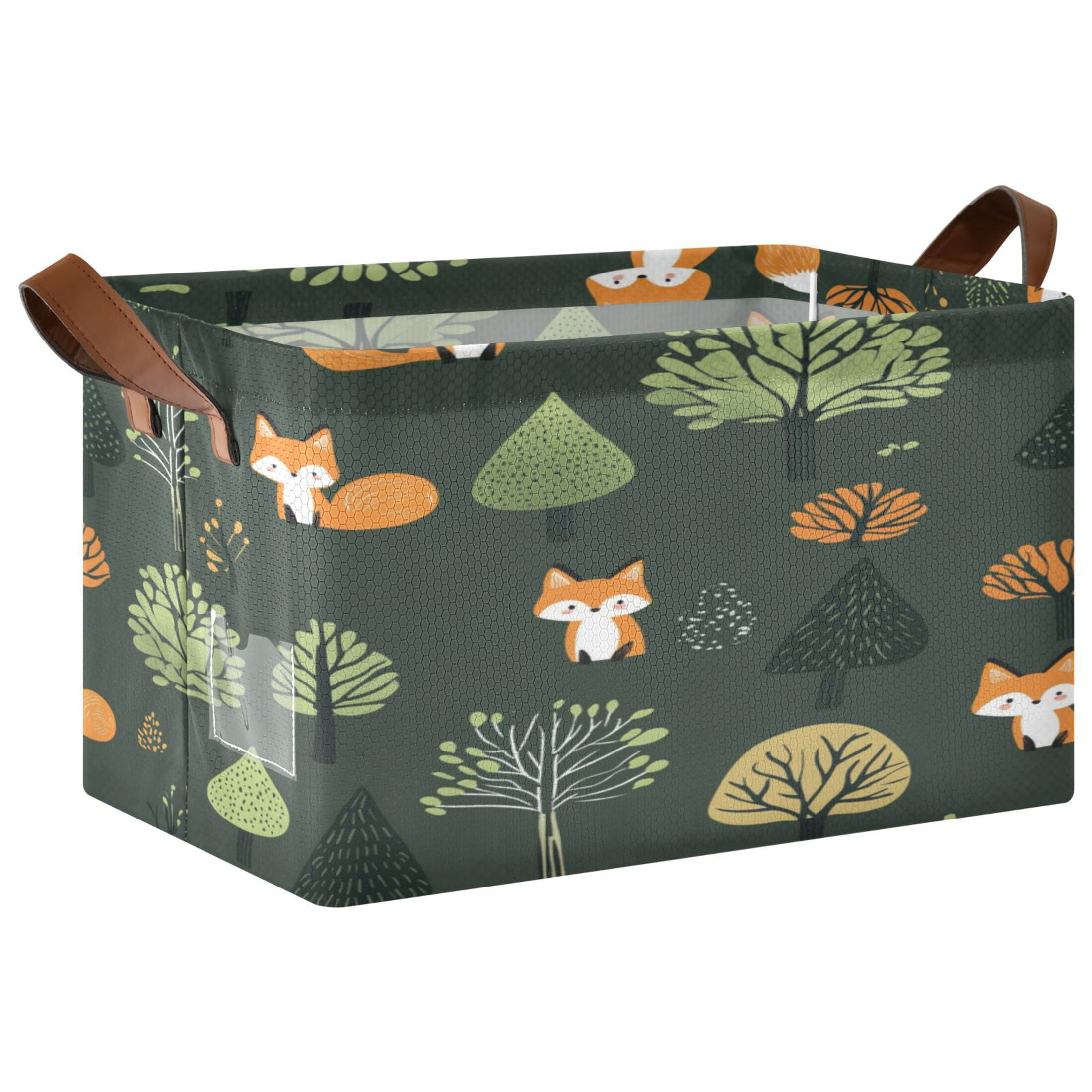 Foxes in The Forest Storage Basket Soccer Plaid Fabric Hoard Box ...