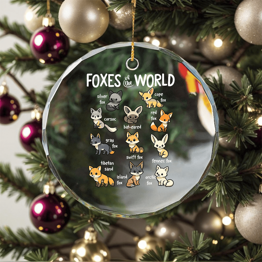 Foxes of The World Wild Animal Fox Lover Ornament, Crystal Glass ...