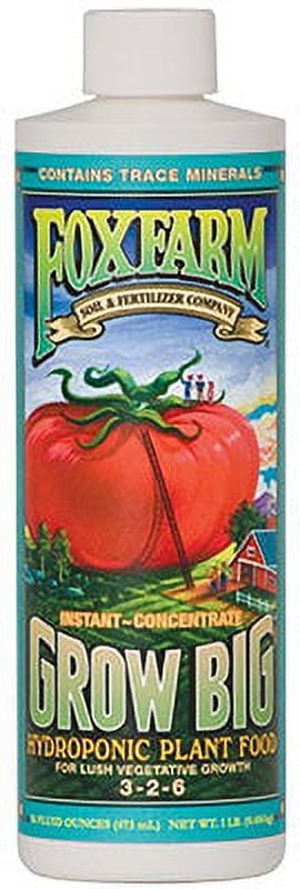 Foxfarm FX14094 Grow Big Hydro Liquid Plant Food Concentrate, 1 Pt, 3-2 ...