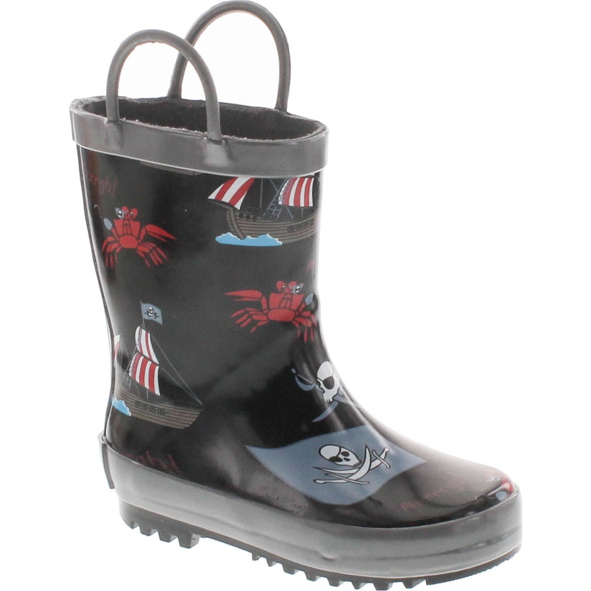 Foxfire for Kids 600-94 Black Rubber Boot with Pirate Theme, Black, 6 ...