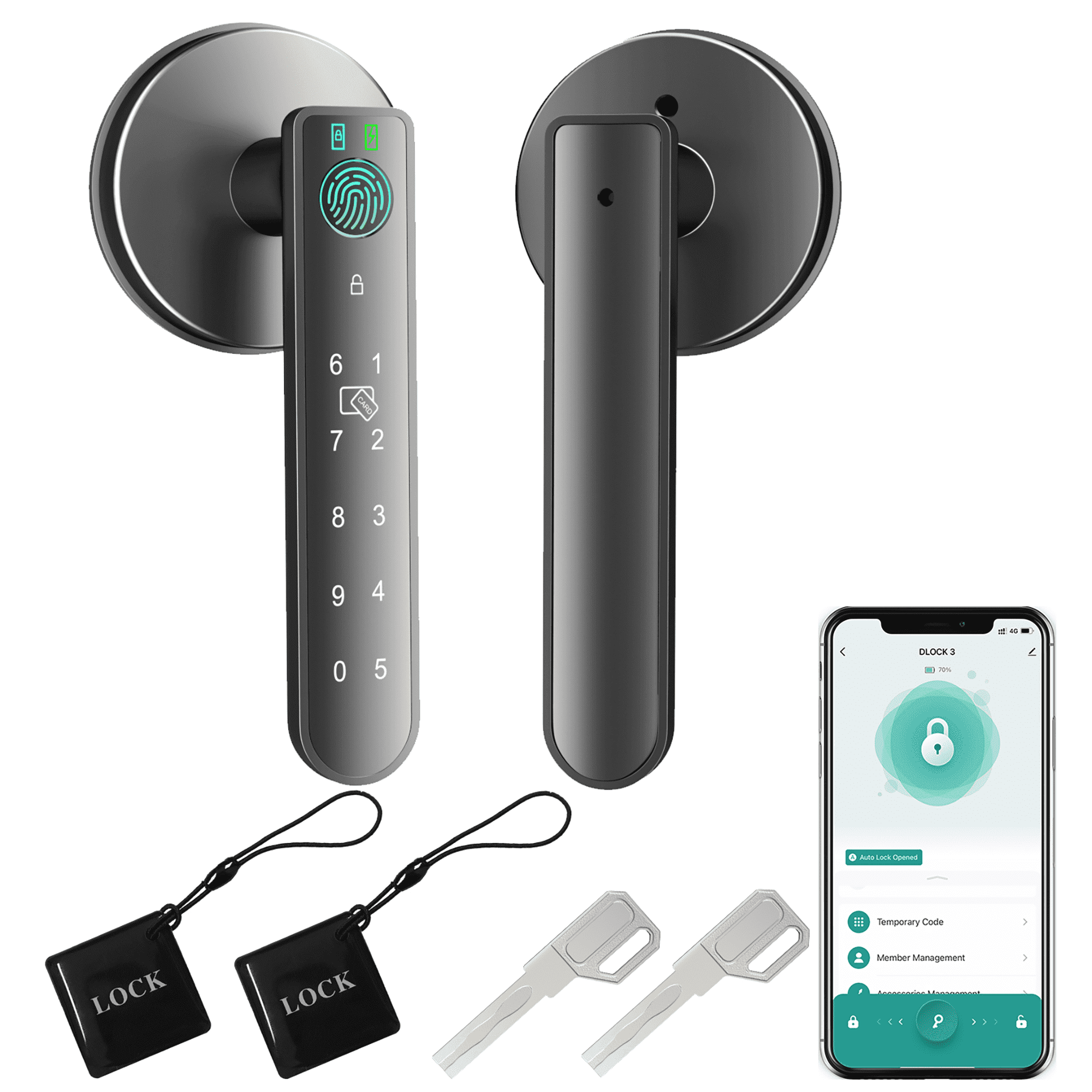 Foxgard Fingerprint Door Lock, Smart Bedroom Door Knob with Thumbprint ...